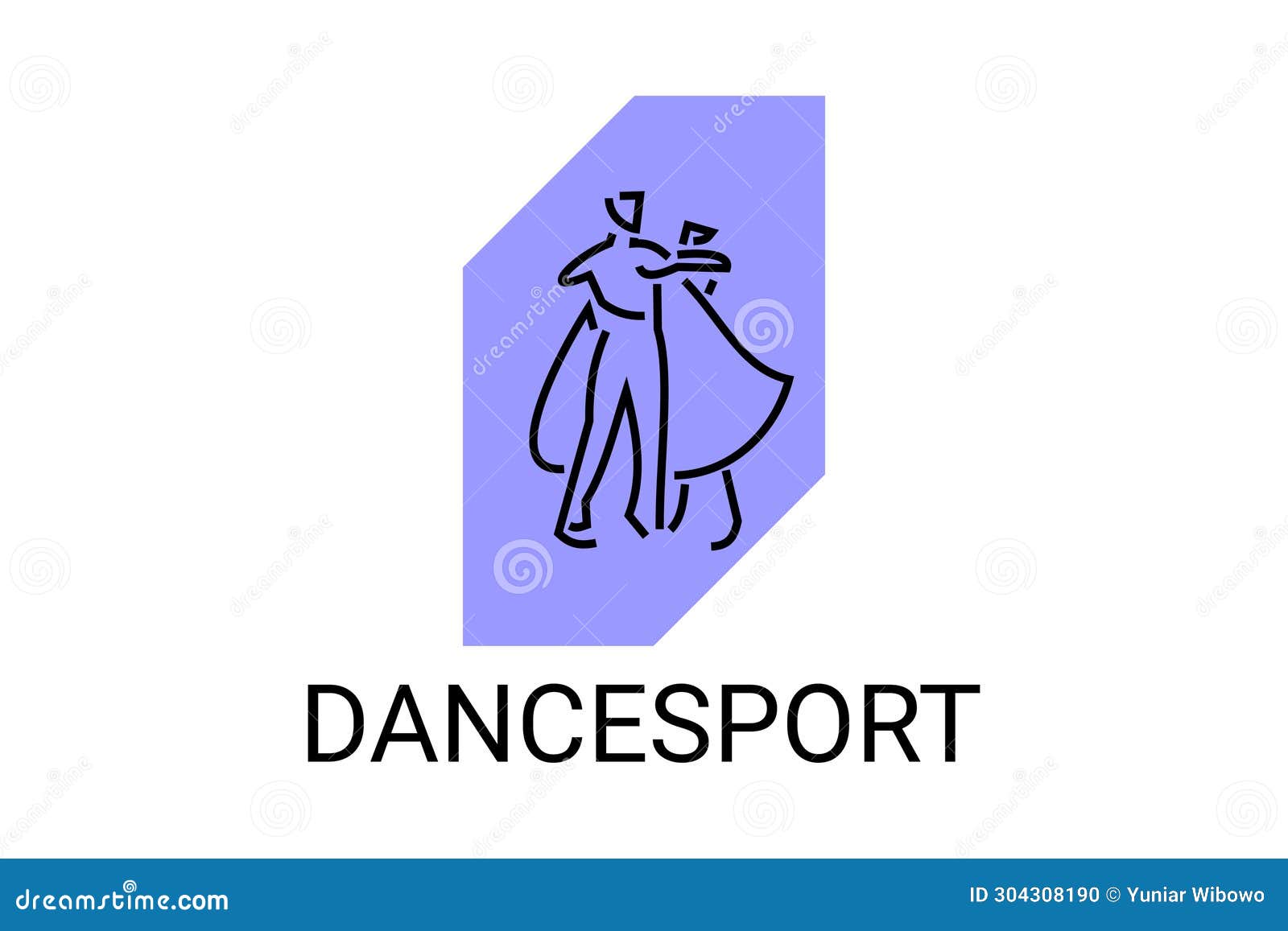 Dancesport Sport Vector Line Icon. a Couple of Dancers are Dancing in ...