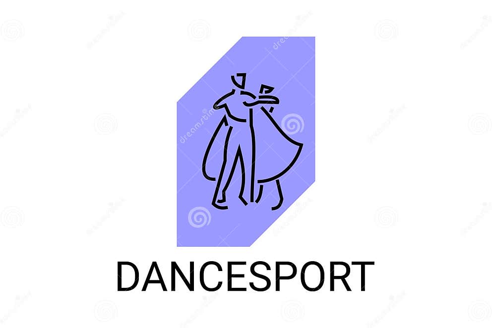 Dancesport Sport Vector Line Icon. a Couple of Dancers are Dancing in ...