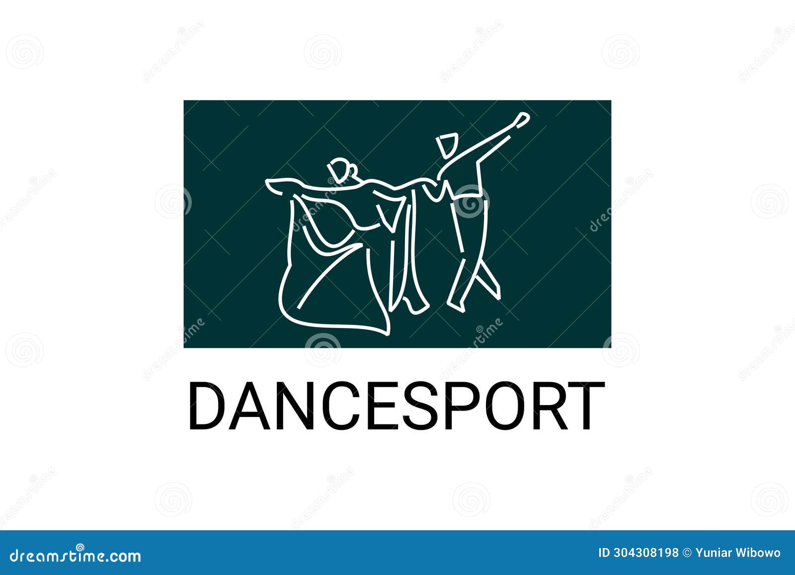 Dancesport Sport Vector Line Icon. a Couple of Dancers are Dancing in ...