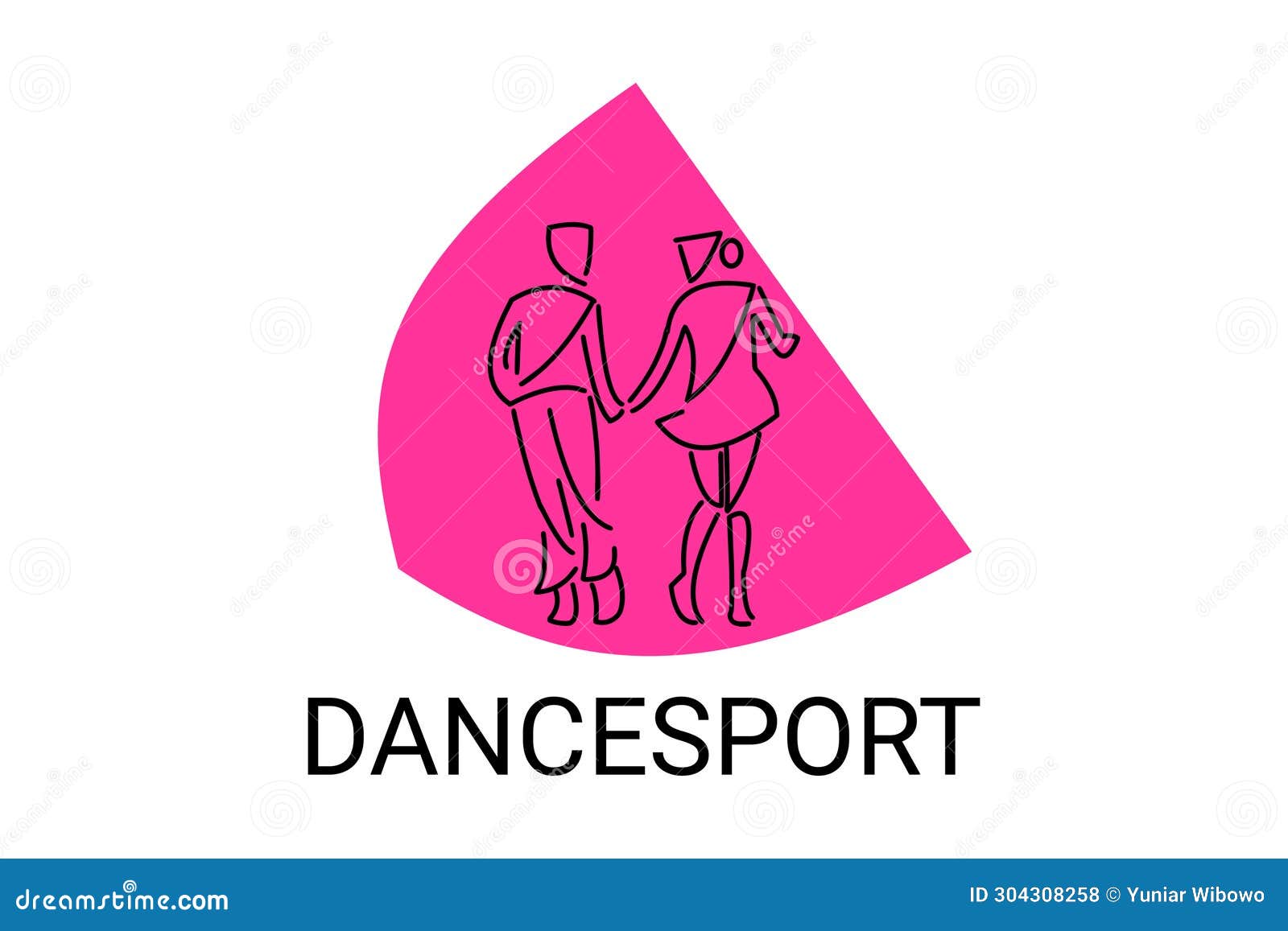 Dancesport Sport Vector Line Icon. a Couple of Dancers are Dancing in ...