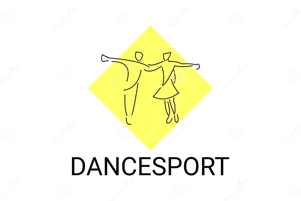 Dancesport Sport Vector Line Icon. a Couple of Dancers are Dancing in ...