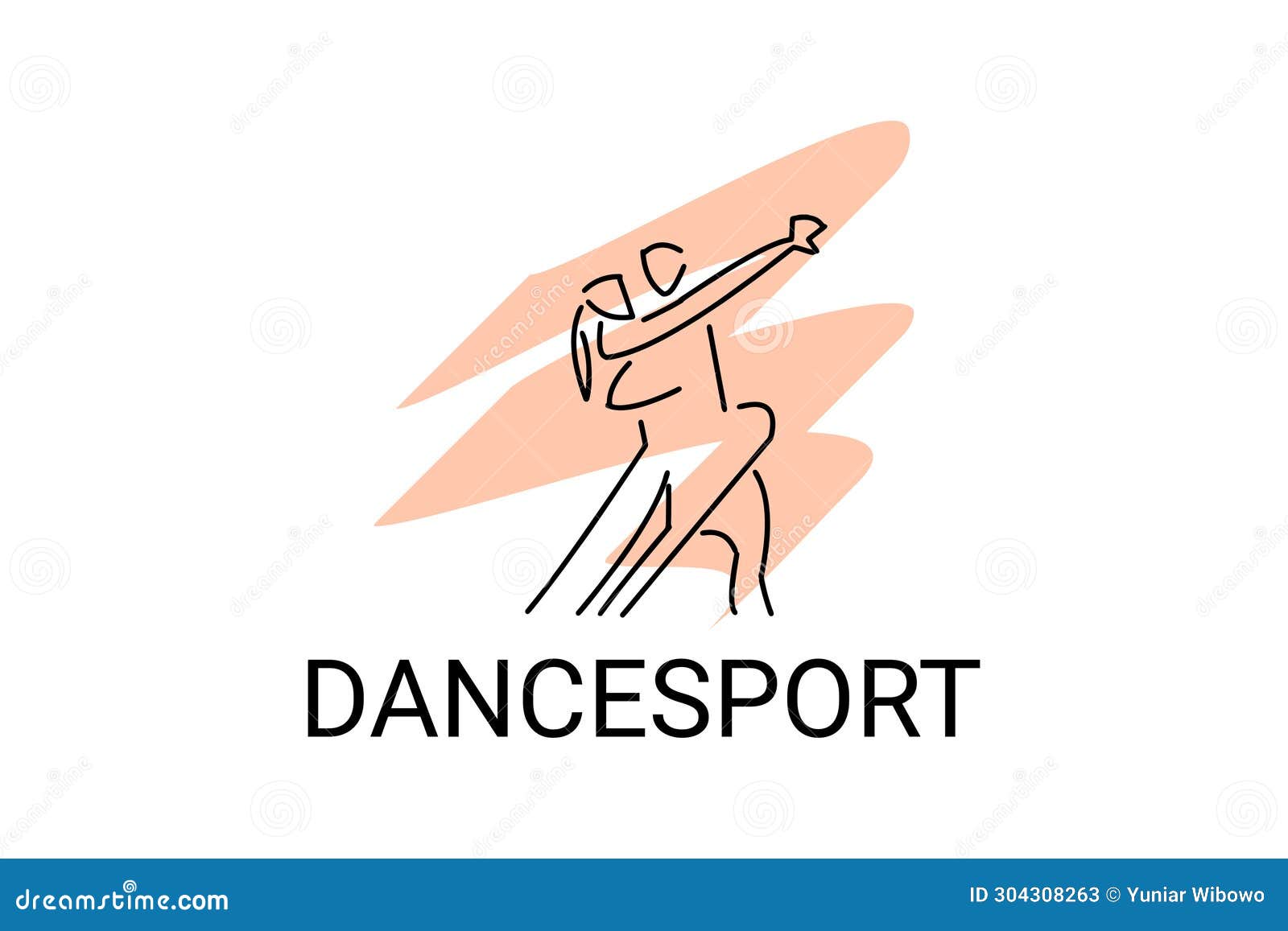 Dancesport Sport Vector Line Icon. a Couple of Dancers are Dancing in ...