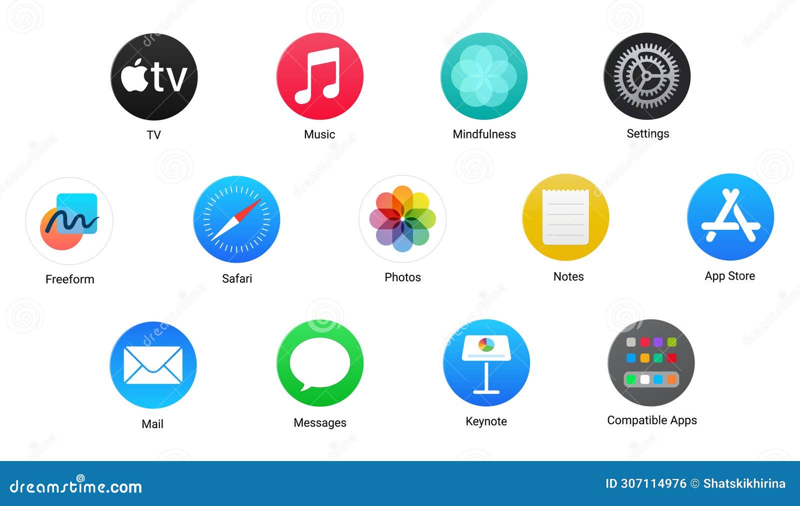 Set of Round IOS Icons. Apple Vision Pro Editorial Photo - Illustration ...
