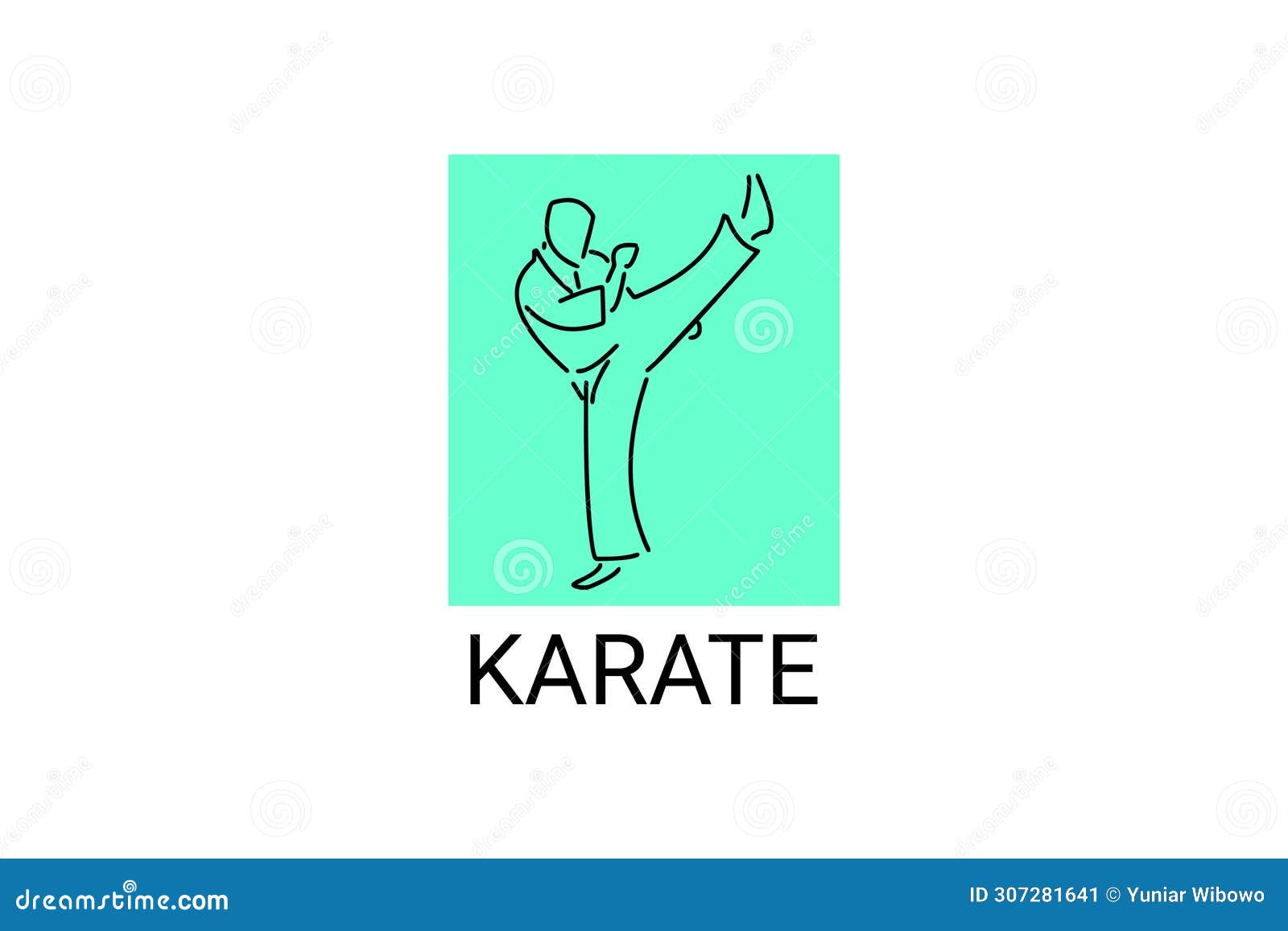 Karate Sport Vector Line Icon. Sportman, Fighting Stance Stock Vector ...