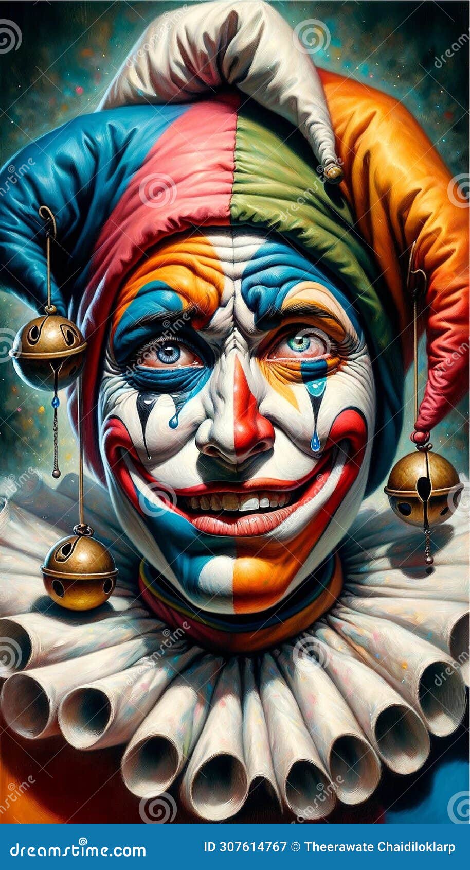 Close Up Image of Emotional Face of a Harlequin Stock Illustration ...