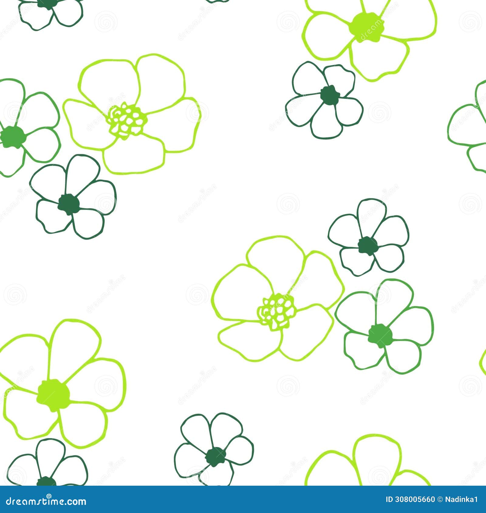Simple Vector Floral Seamless Pattern. Tender, Light Green Flowers on a ...
