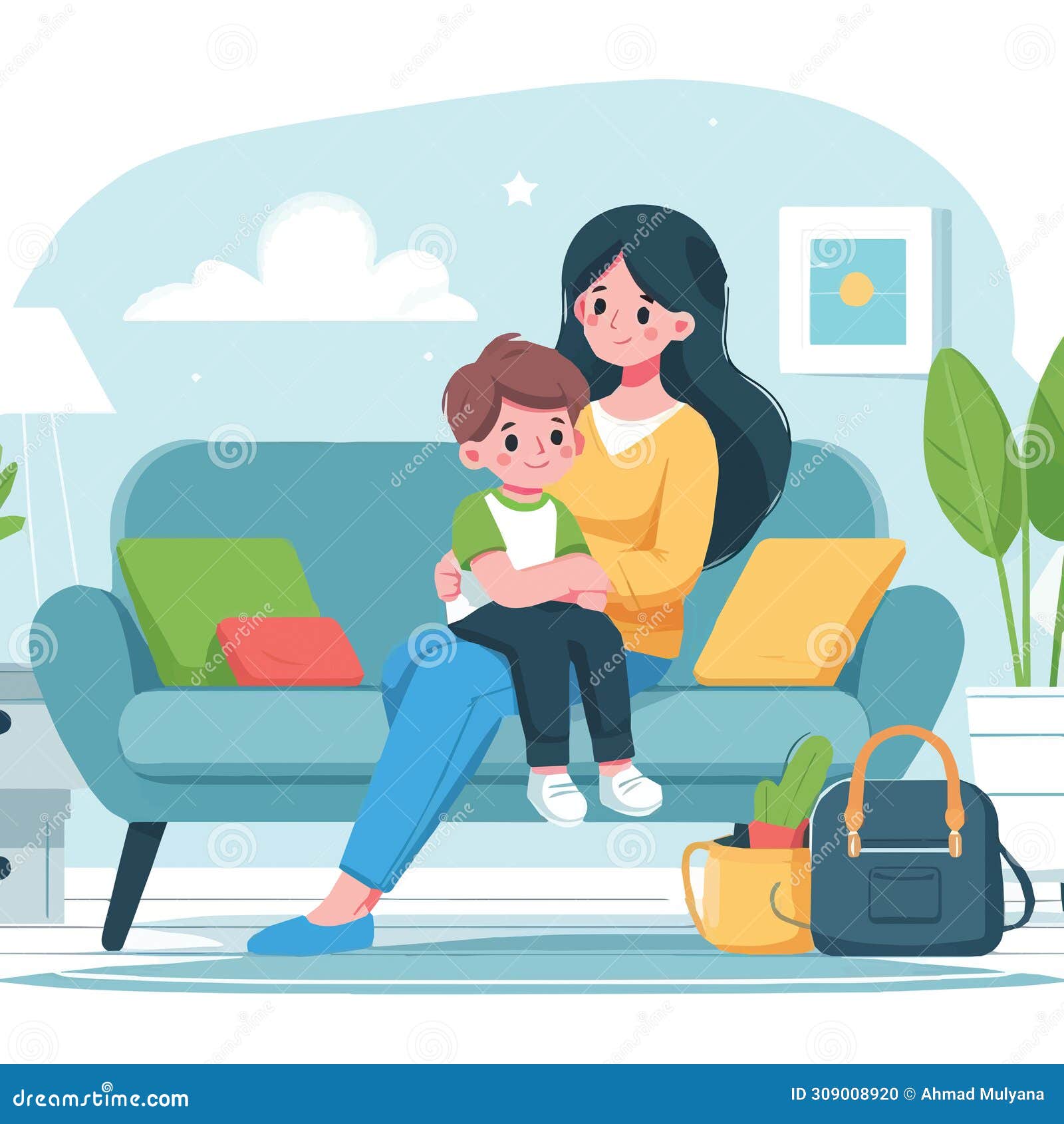 Mother-Son stock vector. Illustration of beautiful, moment - 309008920