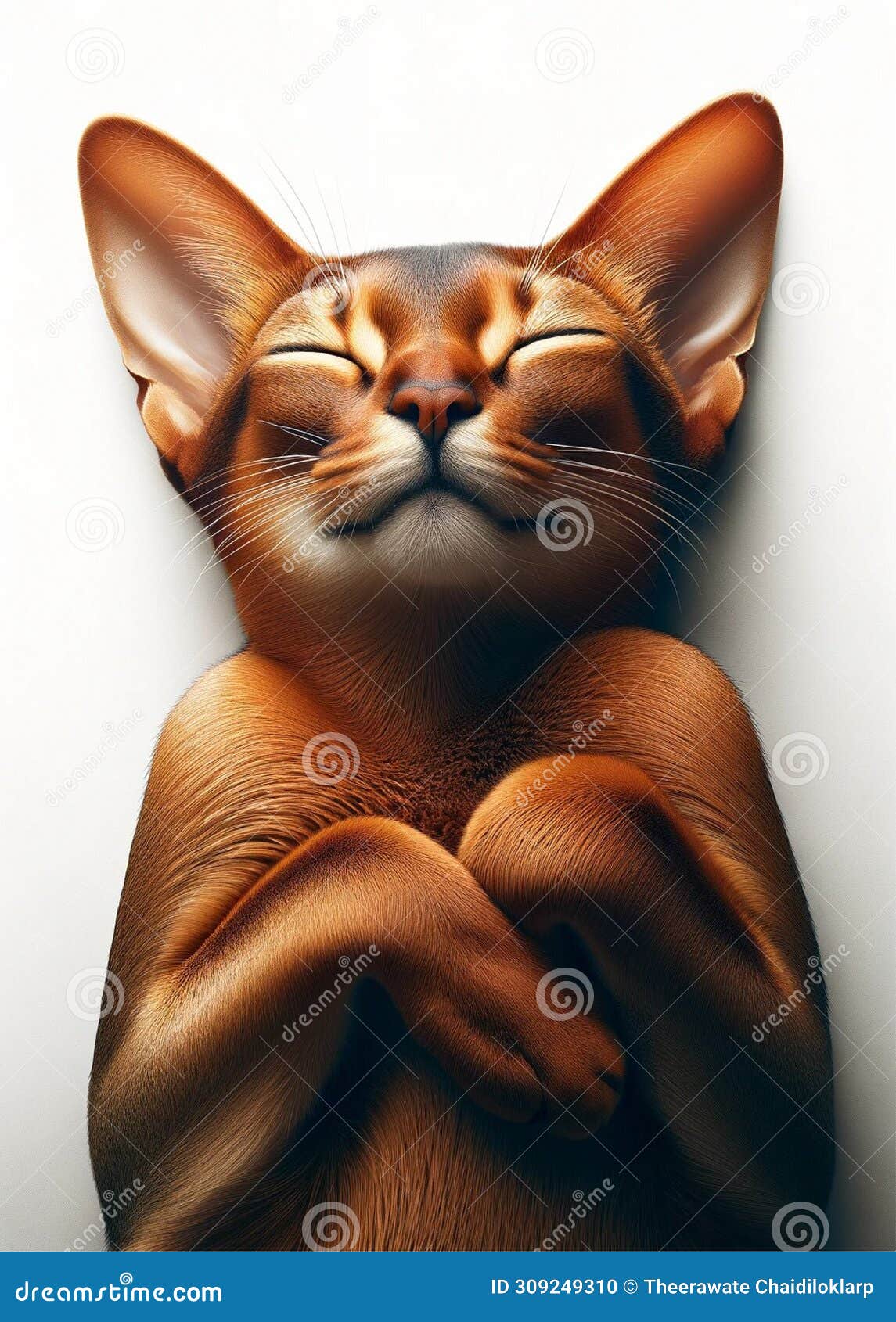 An Abyssinian Cat is Sleeping on Its Back Stock Photo - Illustration of ...