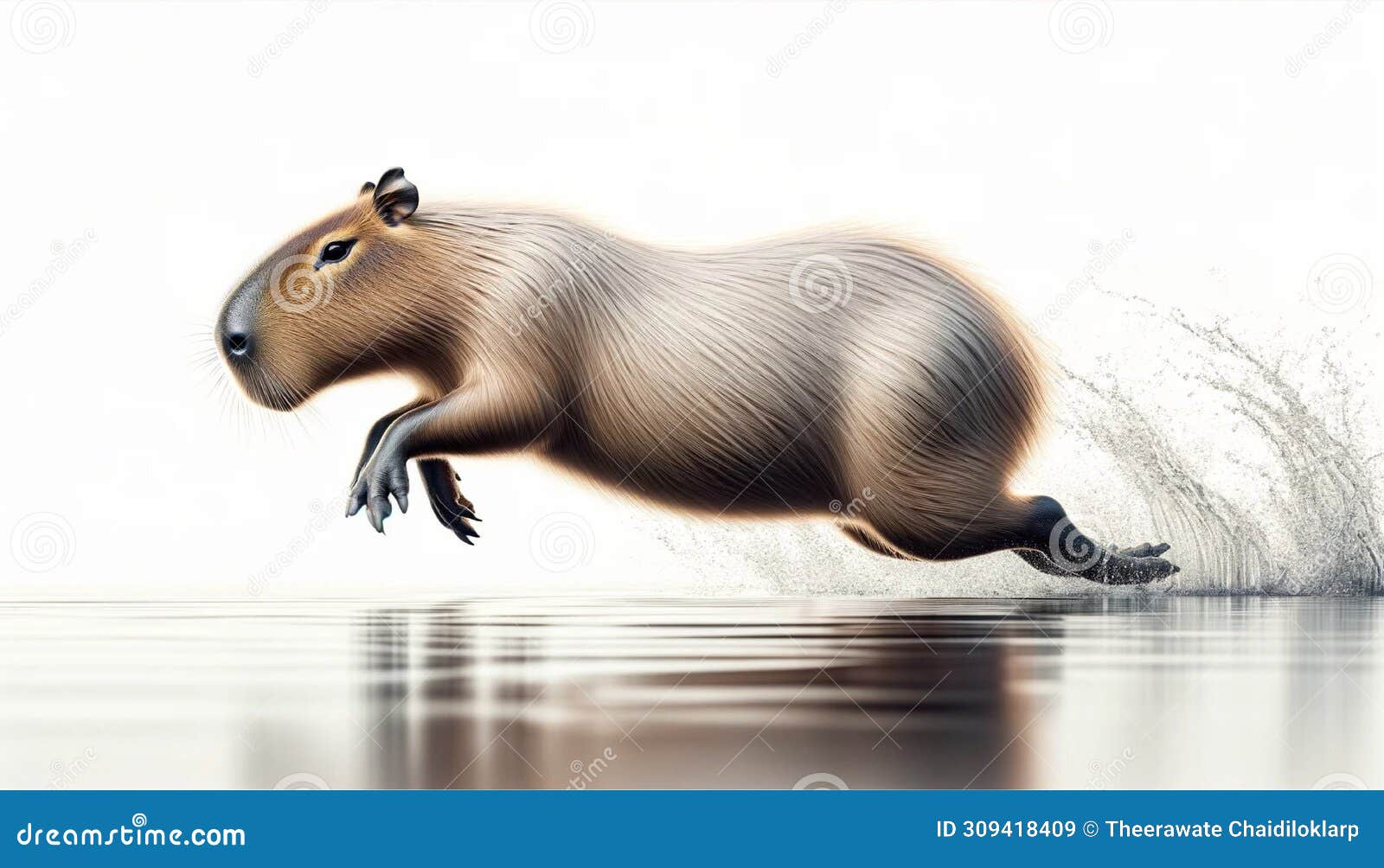 A Capybara Jumping into the Water Stock Image - Illustration of ...