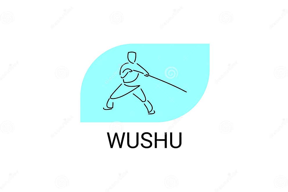 Wushu Sport Vector Line Icon. Sportman, Fighting Stance Stock Vector ...