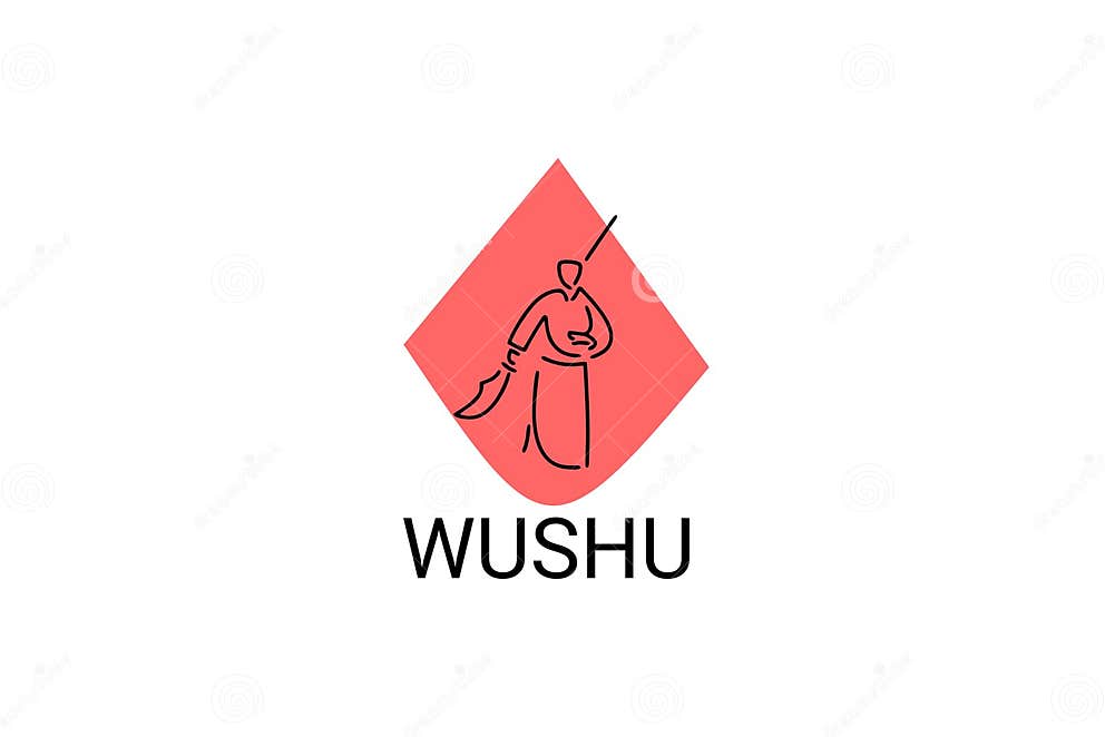 Wushu Sport Vector Line Icon. Sportman, Fighting Stance Stock ...
