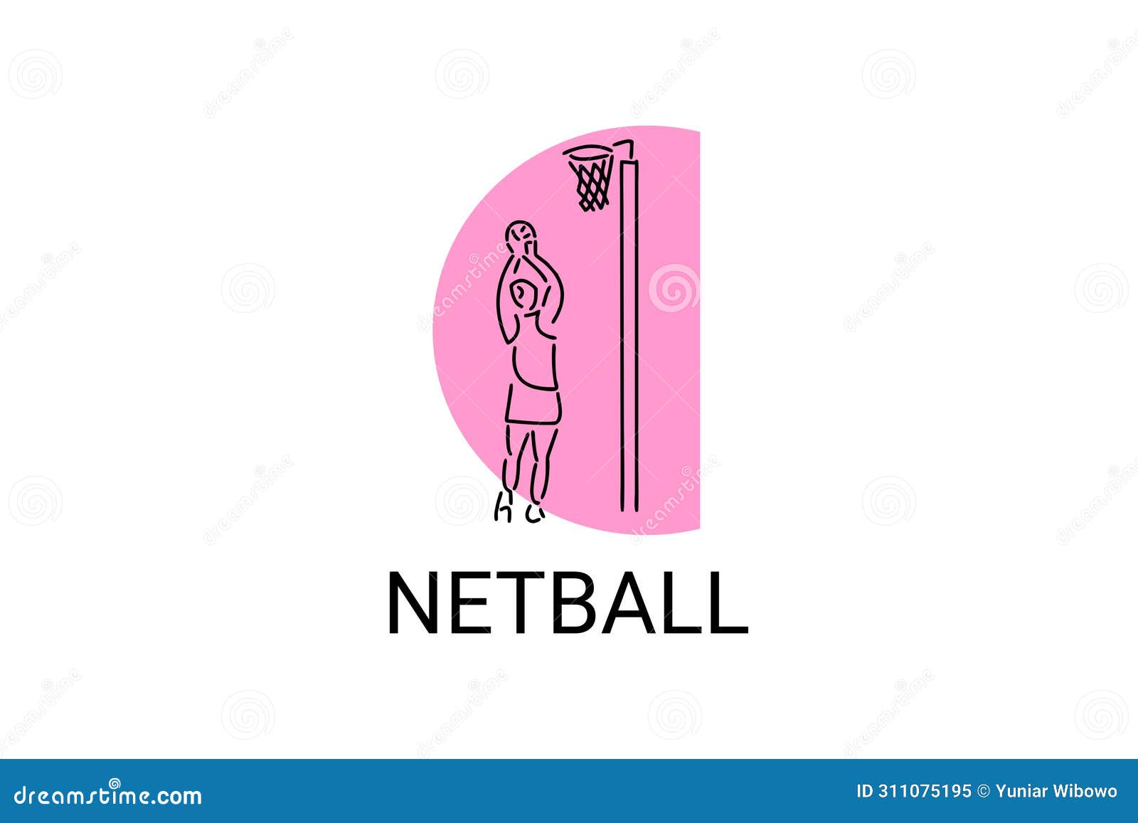 Netball Sport Vector Line Icon. a Girl Playing Netball Stock Vector ...