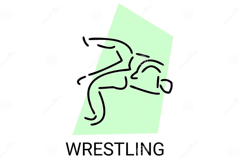 Wrestling Sport Vector Line Icon. Athlete Fight with Wrestling Style ...