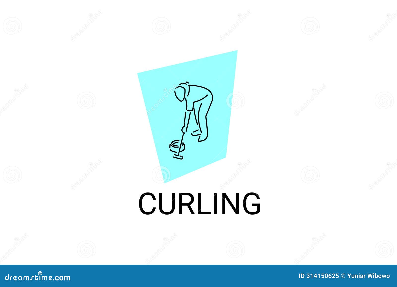 Curling Sport Vector Line Icon. Sportman with Curling Stones, Equipment ...