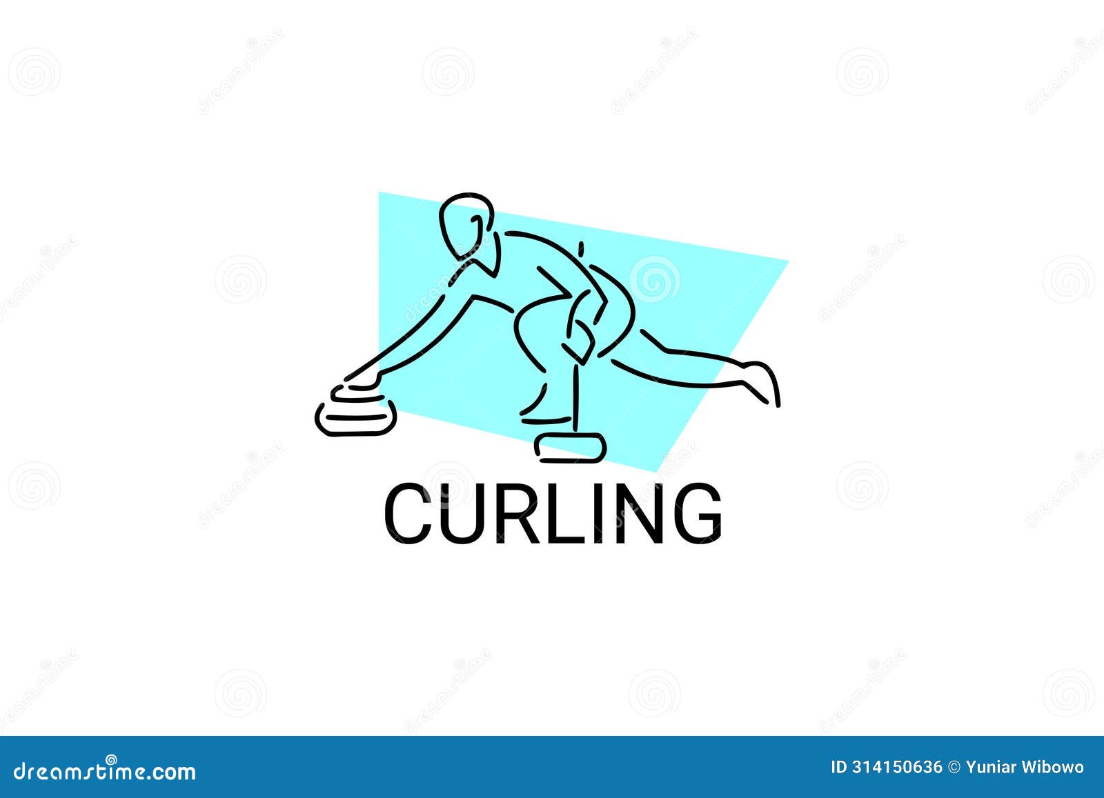 Curling Sport Vector Line Icon. Sportman with Curling Stones, Equipment ...