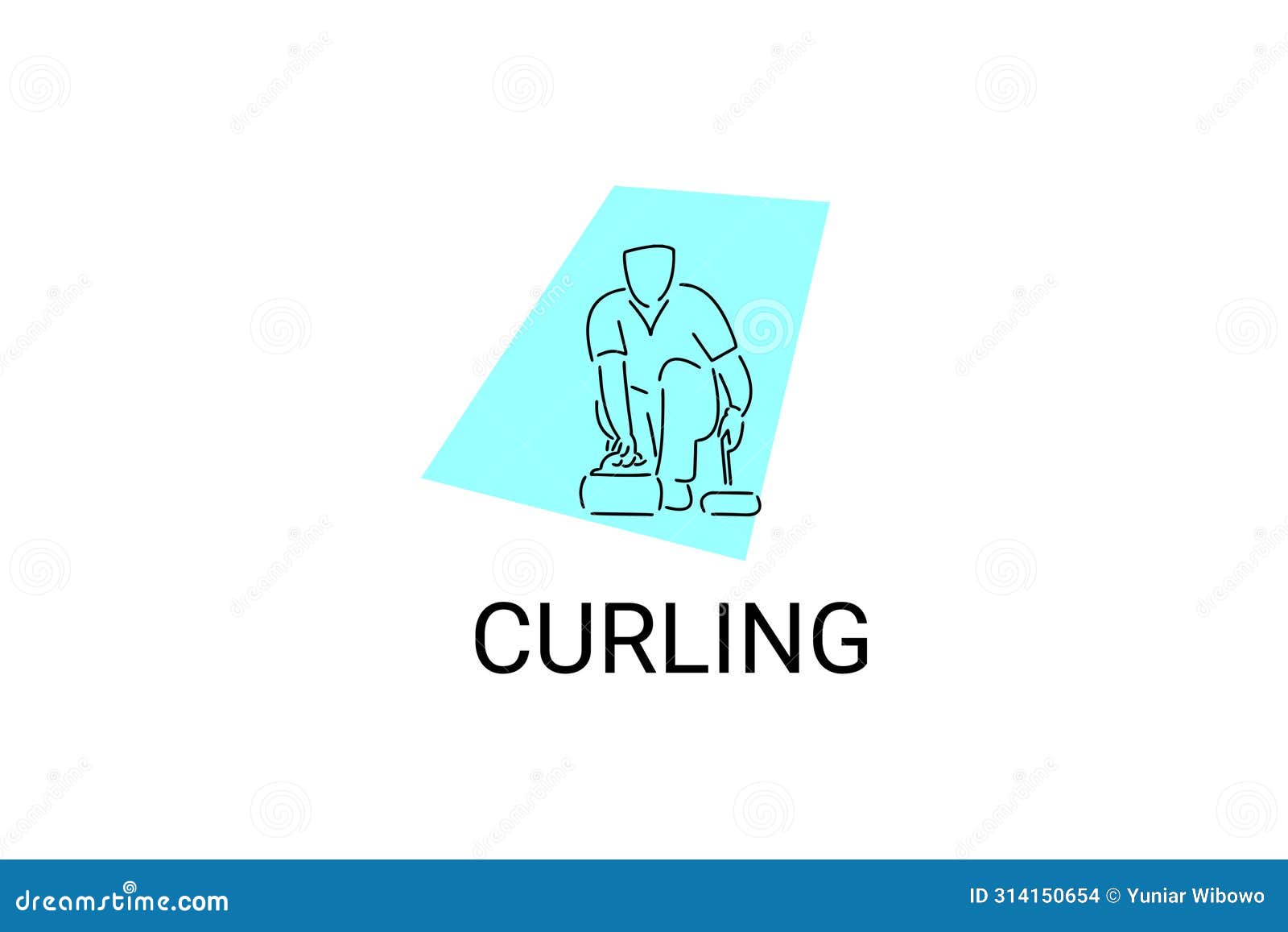 Curling Sport Vector Line Icon. Sportman with Curling Stones, Equipment ...