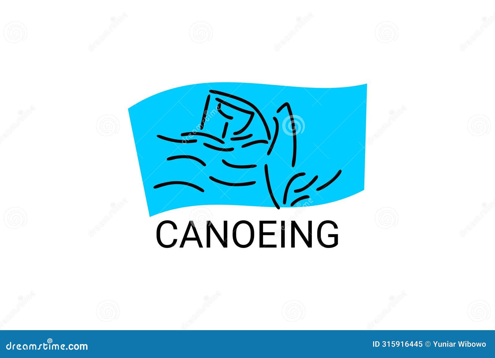 Canoeing Sport Vector Line Icon. Sportman an Athlete Rowing a Canoe in ...