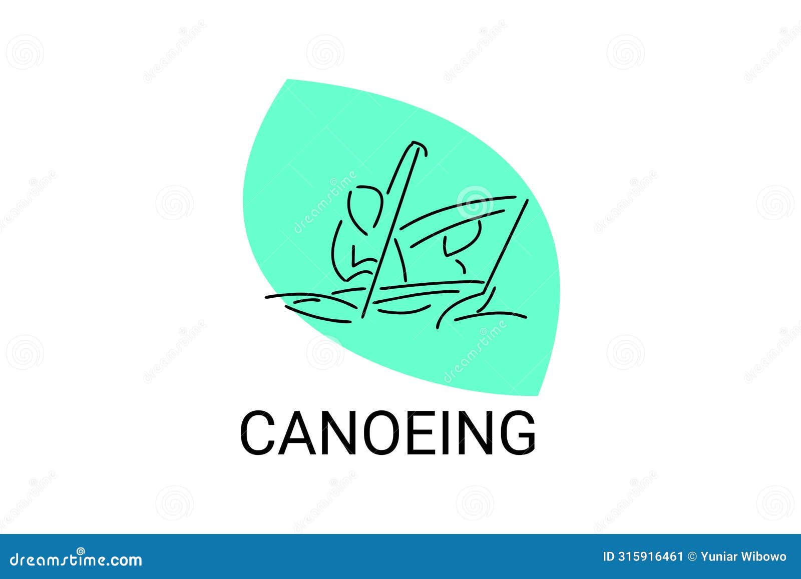 Canoeing Sport Vector Line Icon. Sportman an Athlete Rowing a Canoe in ...