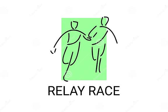 Relay Race Sport Vector Line Icon. Practice Relay Race Stock Vector ...