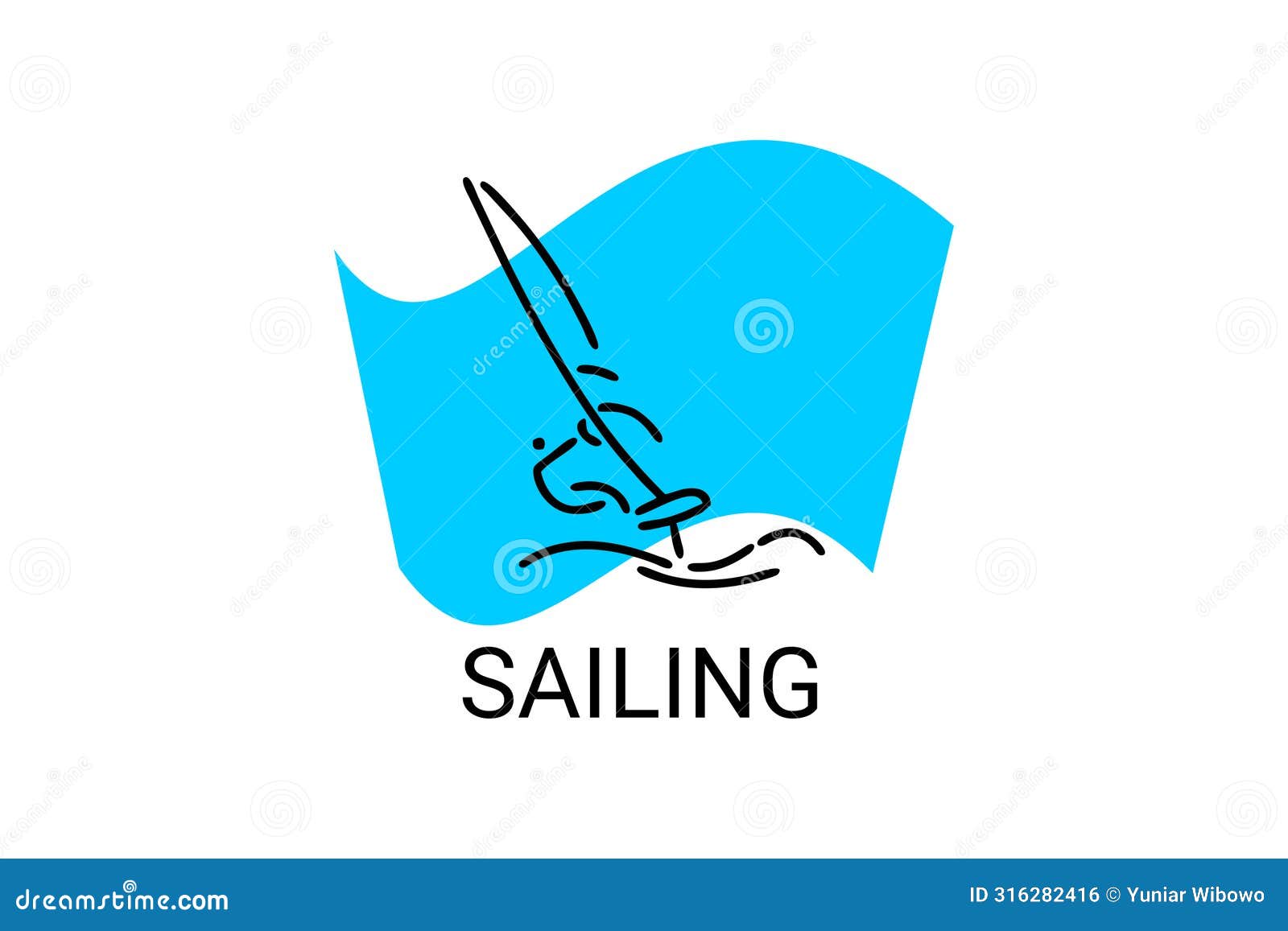 Sailing Sport Vector Line Icon. Athlete is Sailing on a Ship in the Sea ...