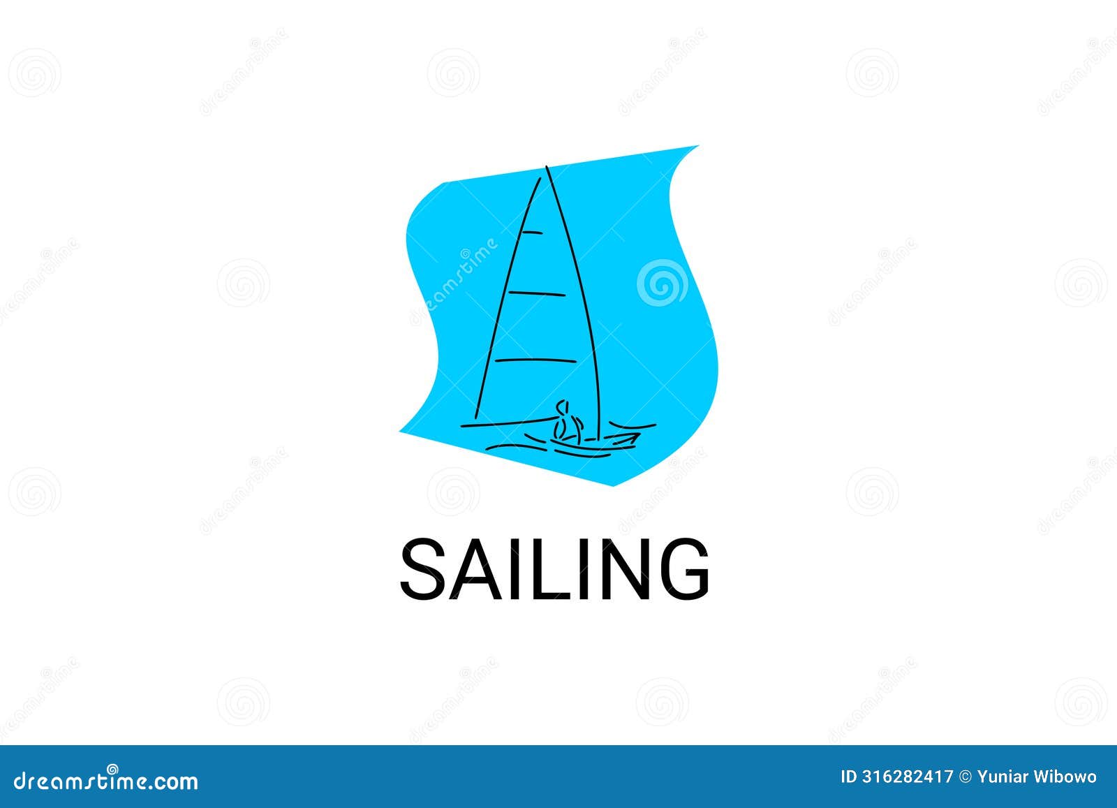 Sailing Sport Vector Line Icon. Athlete is Sailing on a Ship in the Sea ...