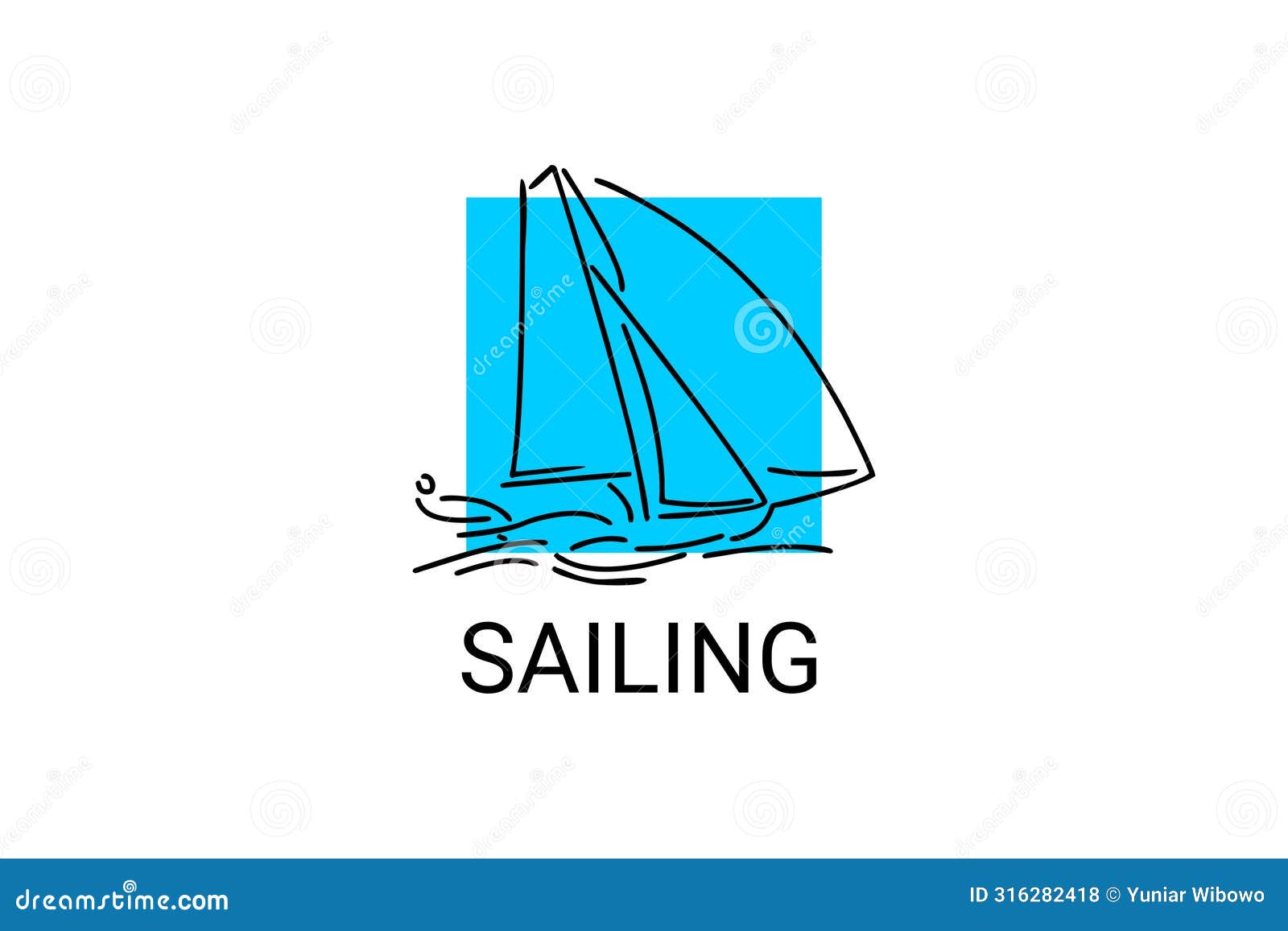 Sailing Sport Vector Line Icon. Athlete is Sailing on a Ship in the Sea ...