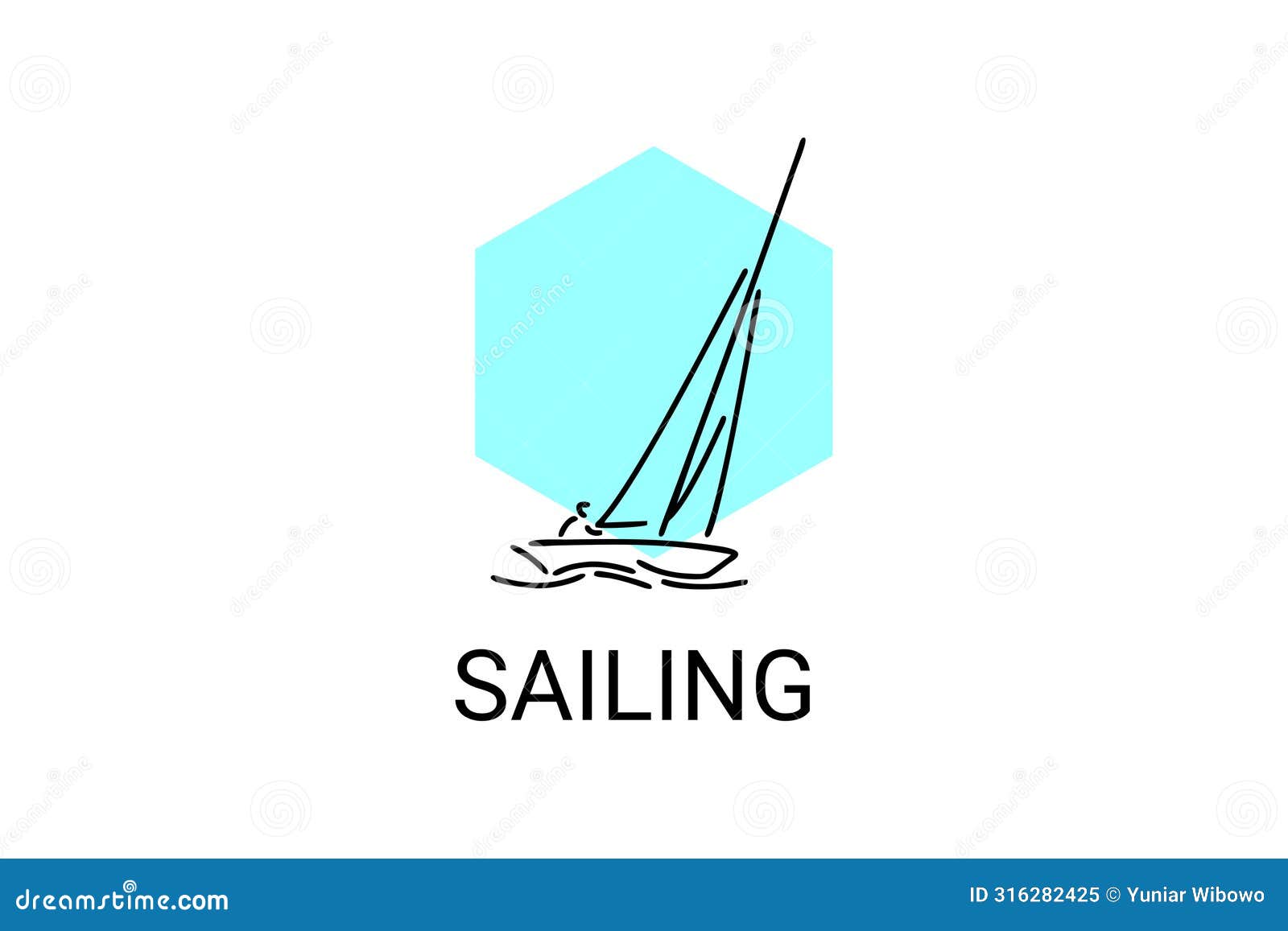 Sailing Sport Vector Line Icon. Athlete is Sailing on a Ship in the Sea ...