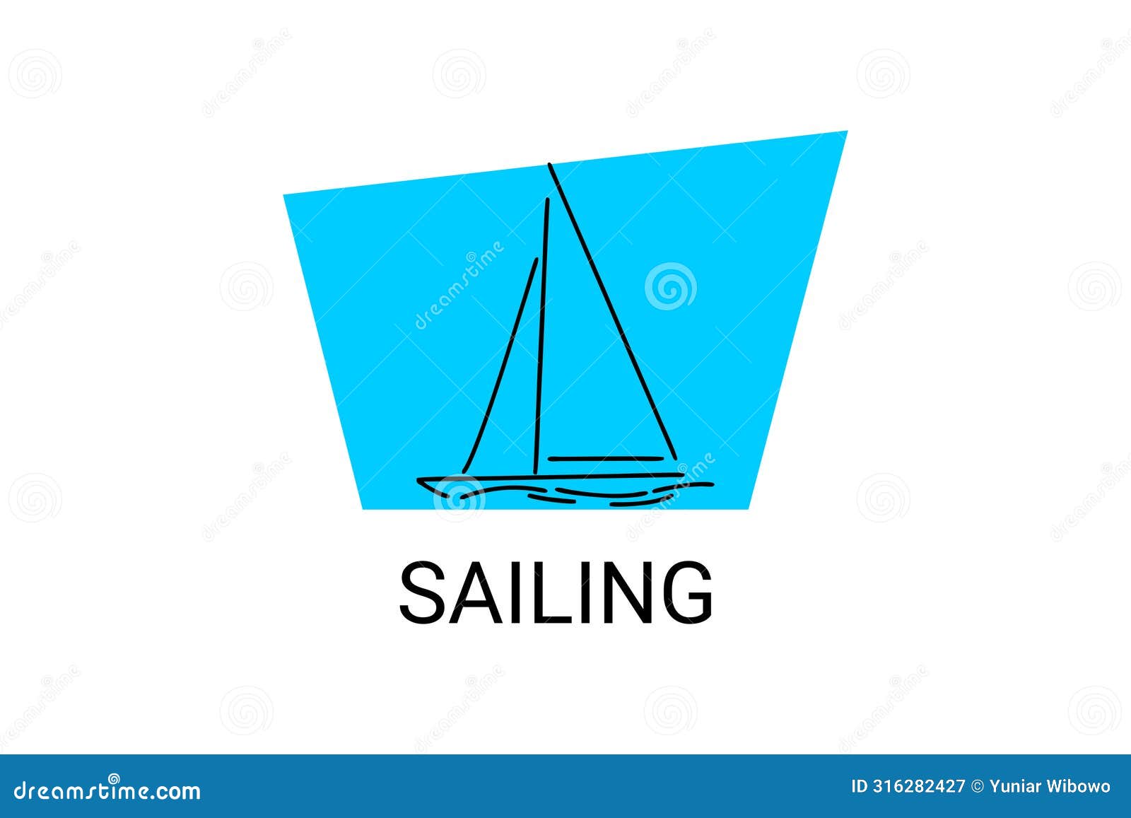 Sailing Sport Vector Line Icon. Athlete is Sailing on a Ship in the Sea ...