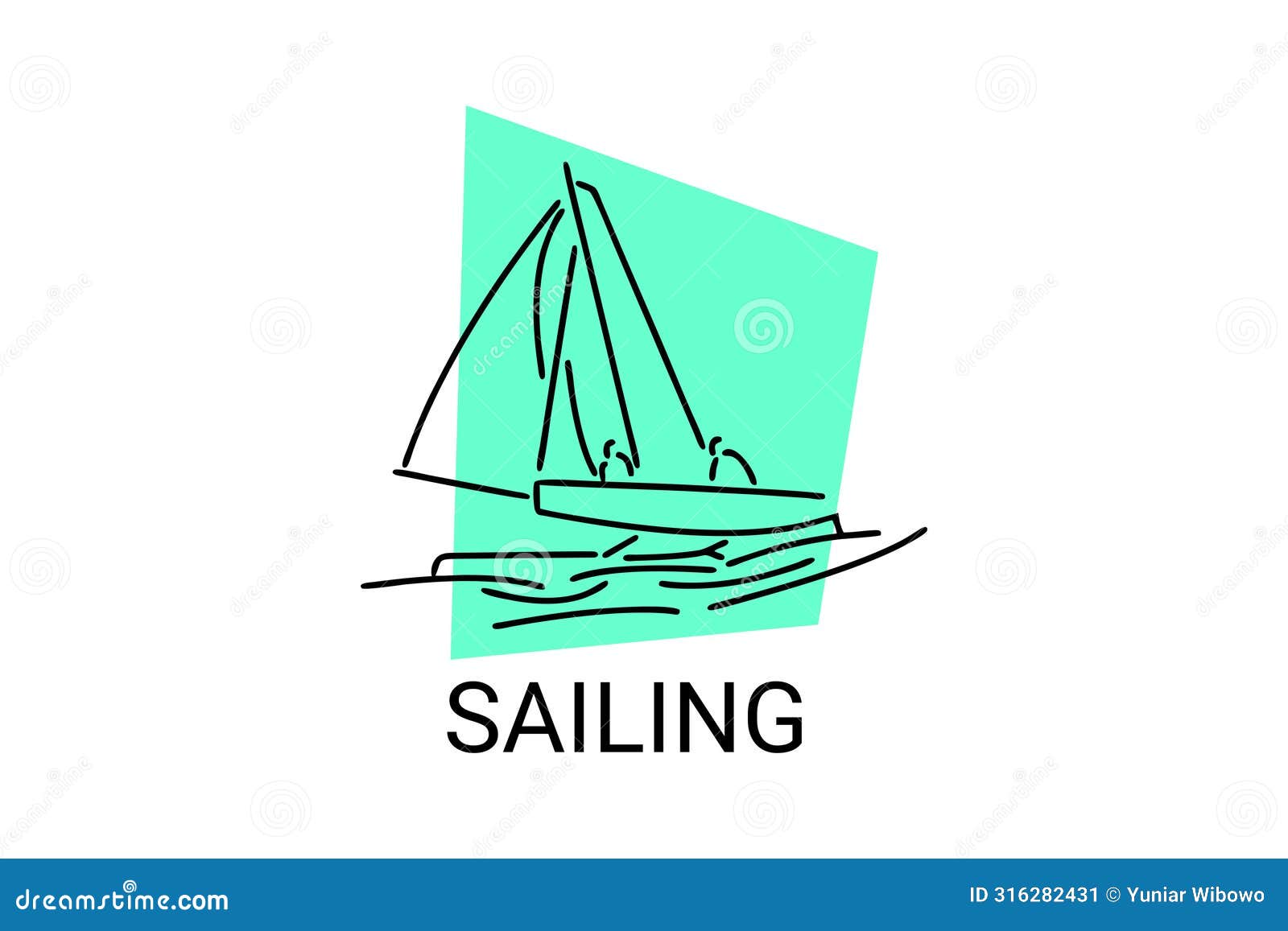 Sailing Sport Vector Line Icon. Athlete is Sailing on a Ship in the Sea ...