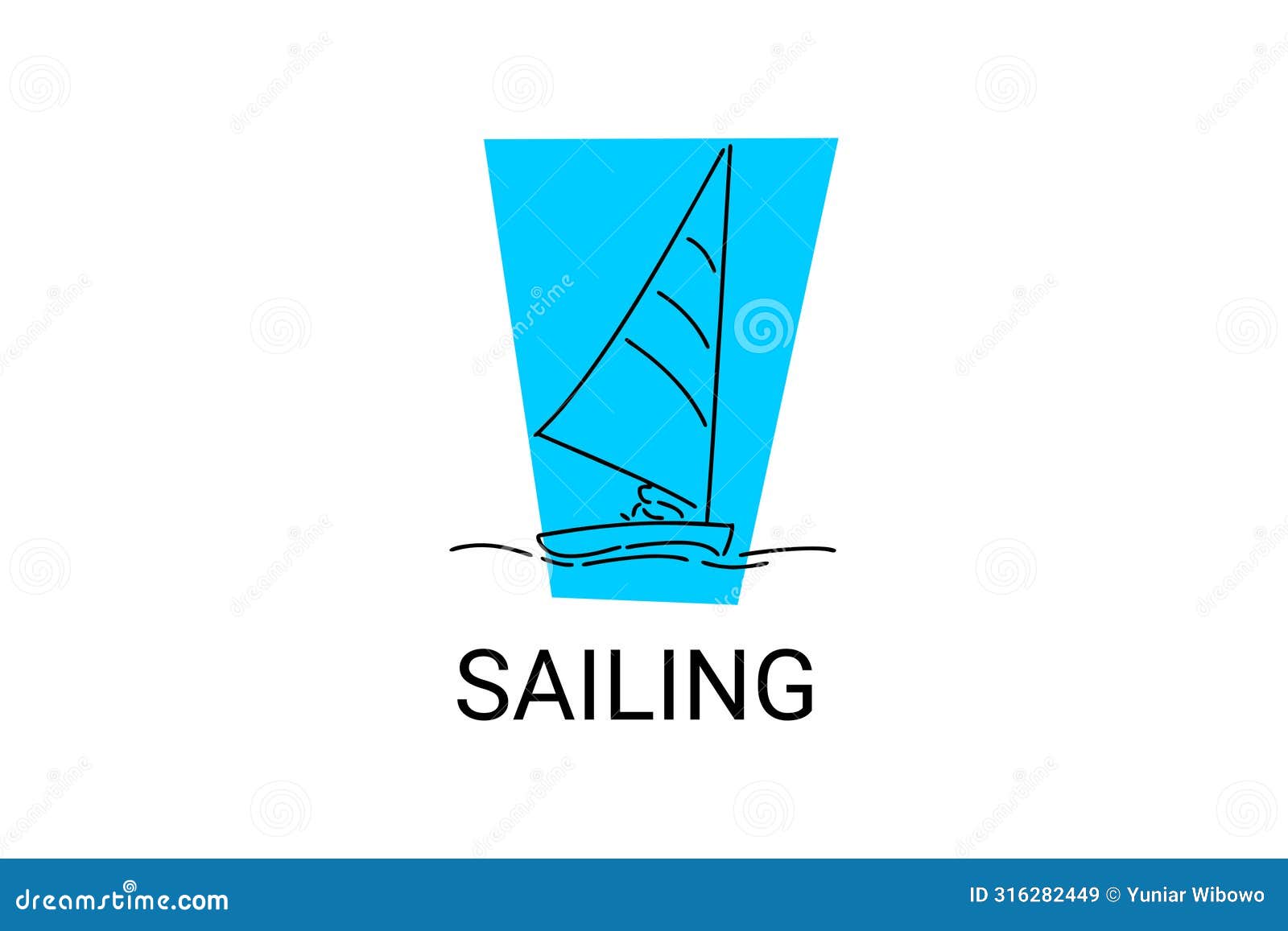 Sailing Sport Vector Line Icon. Athlete is Sailing on a Ship in the Sea ...