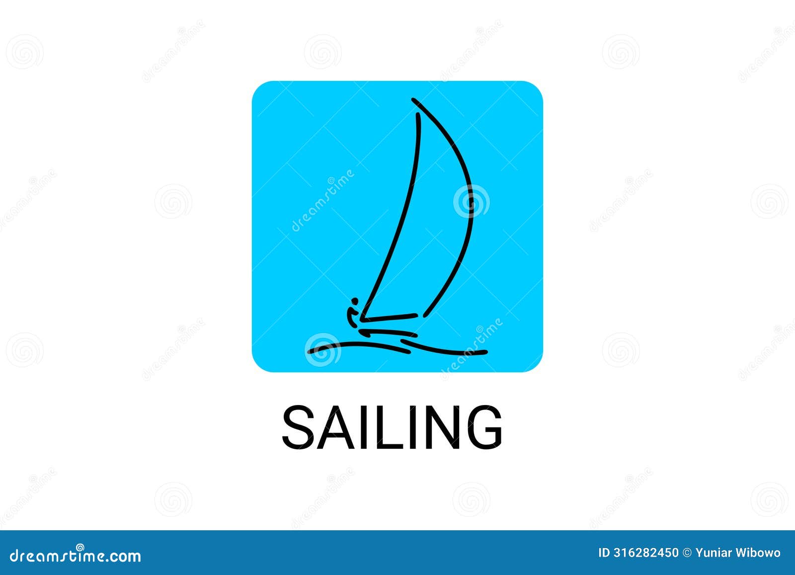 Sailing Sport Vector Line Icon. Athlete is Sailing on a Ship in the Sea ...