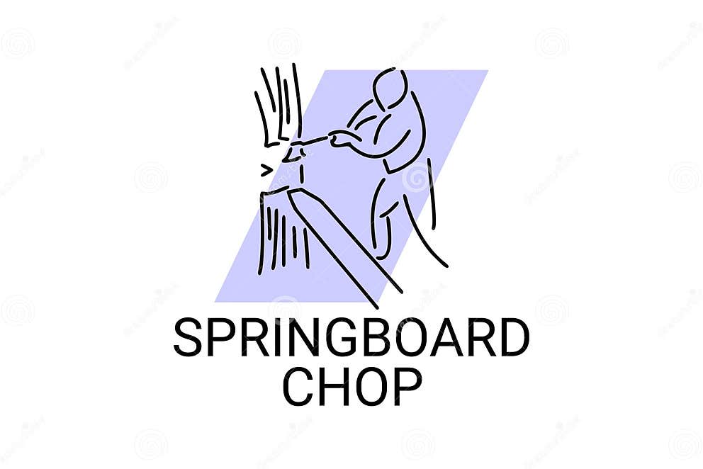 Springboard Chop Vector Line Icon. Lumberjack Sport Stock Vector ...