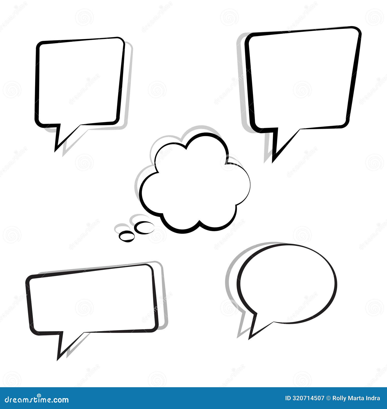 Empty Retro Comic Bubbles and Elements are Set with Gray Shadows. Stock Illustration ...