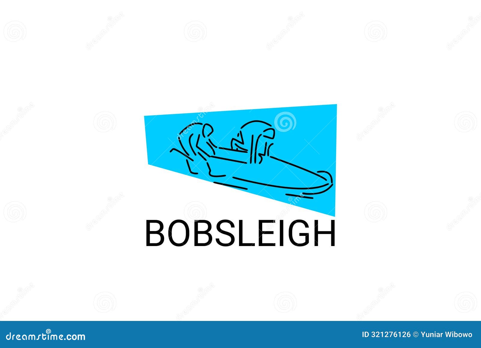 Bobsleigh Sport Vector Line Icon. Sportman with Sleigh, Equipment Sign ...