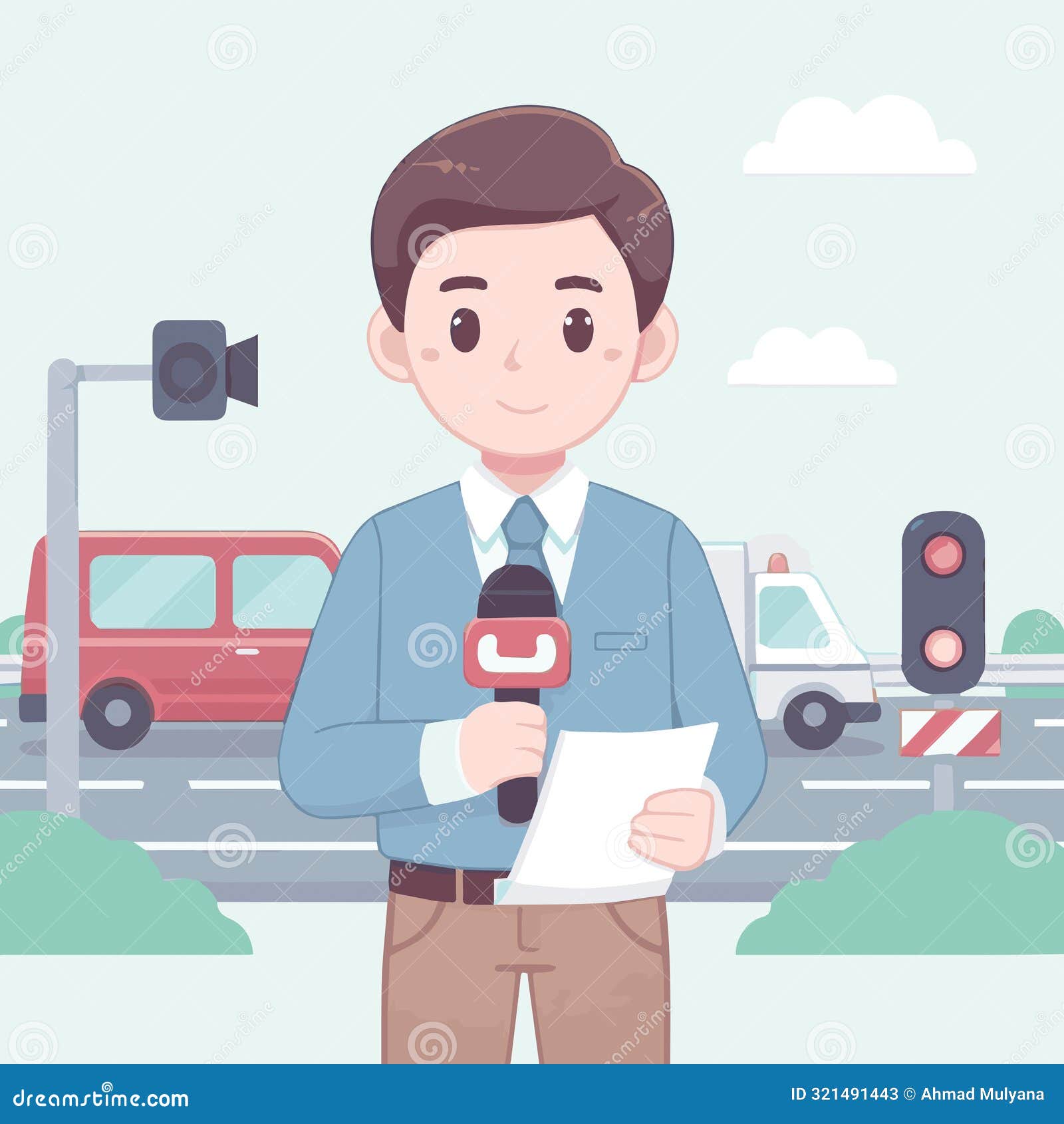Reporter man stock vector. Illustration of television - 321491443