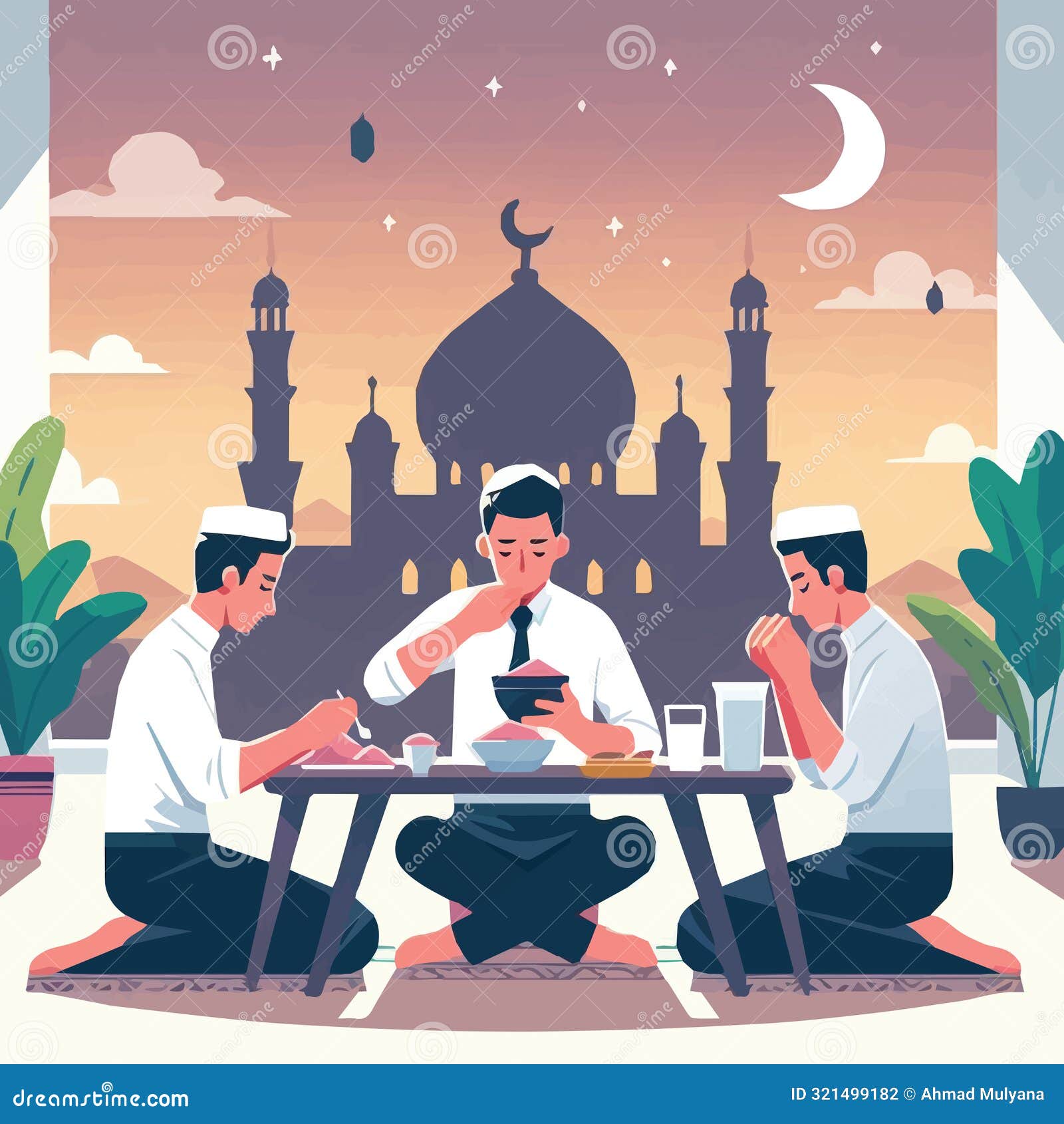 Ramadan three men stock vector. Illustration of people - 321499182