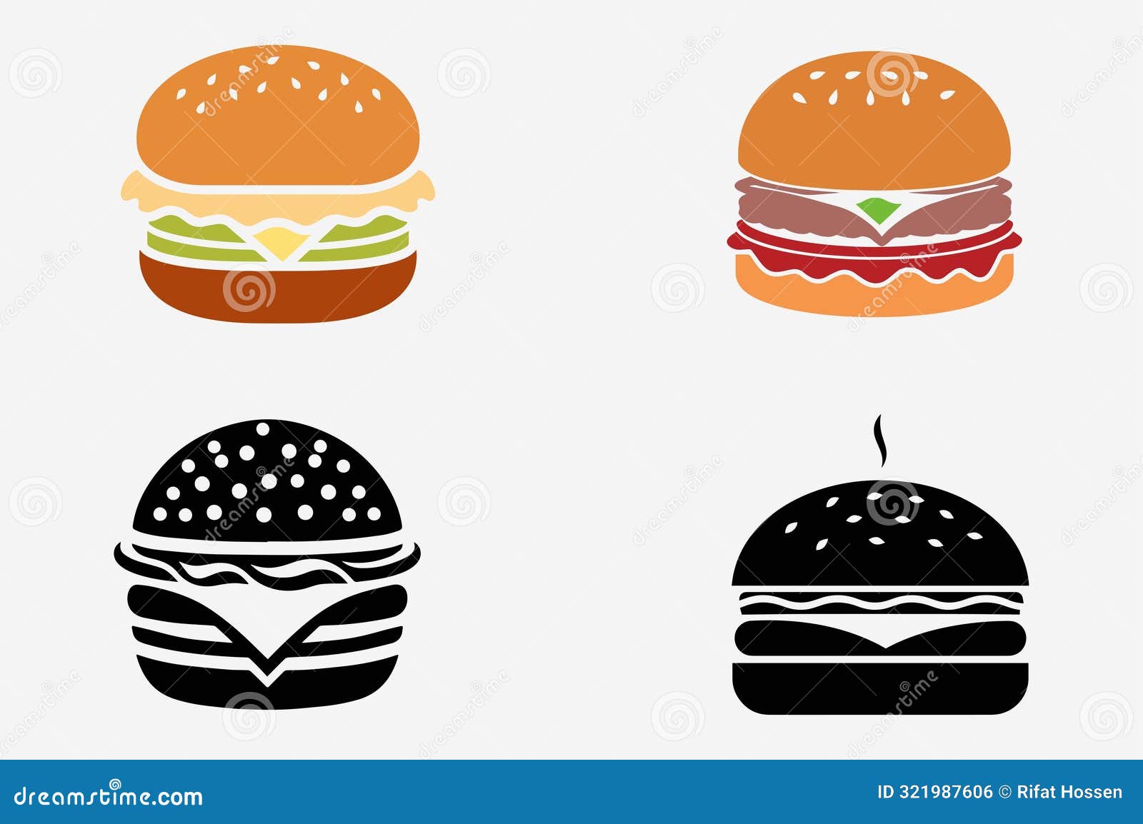 Minimalist Burger Silhouette on White .Classic Burger Outline ...