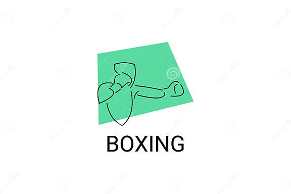 Boxing Sport Vector Line Icon. Sportsman, Practice Boxing Stance Stock ...