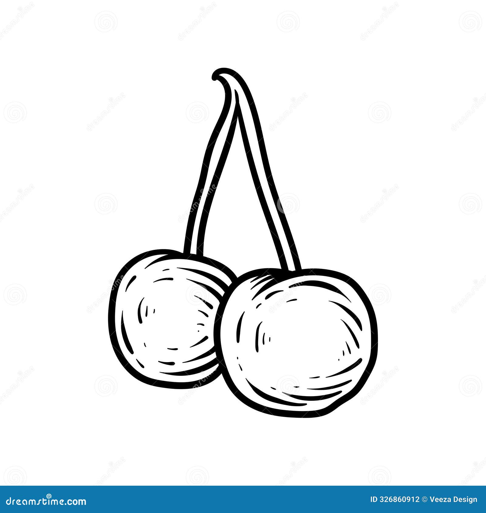 Cherries Doodle Icon. Hand Drawn Vector Illustration. Stock Vector ...