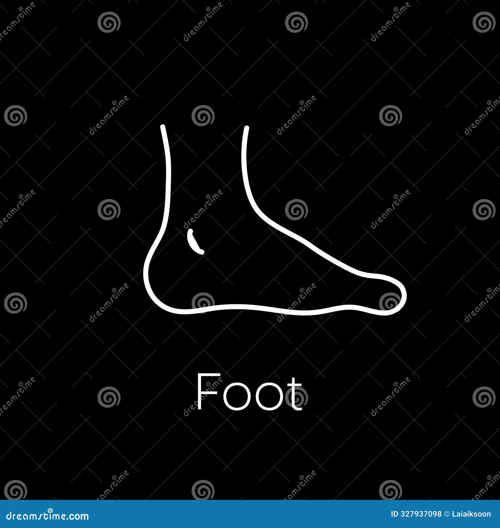 Human Foot Line Icon Isolated on Black Background. Stock Vector ...