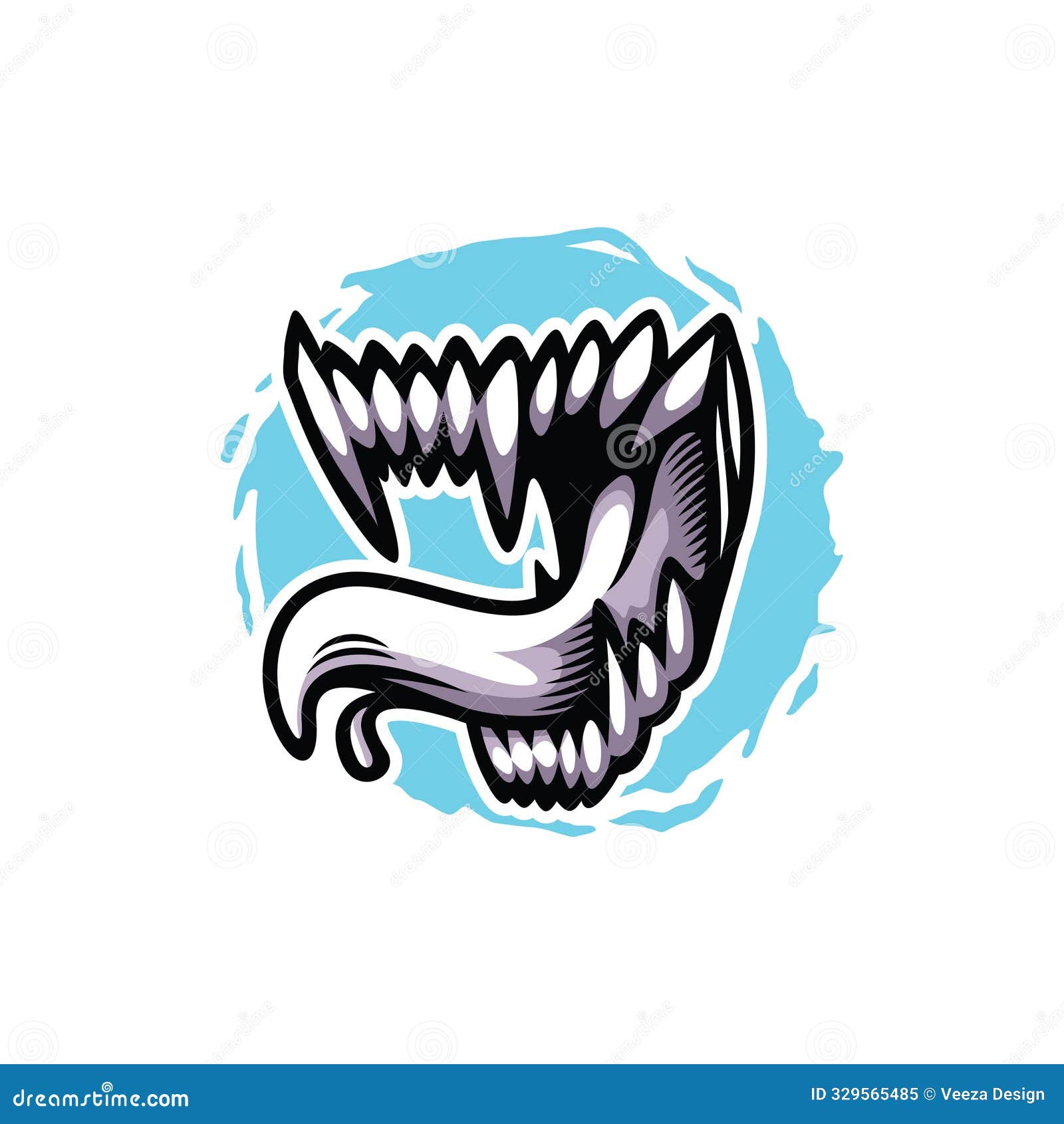 Beast Fang With A Grunge Background Modern Style Coloring Cartoon ...
