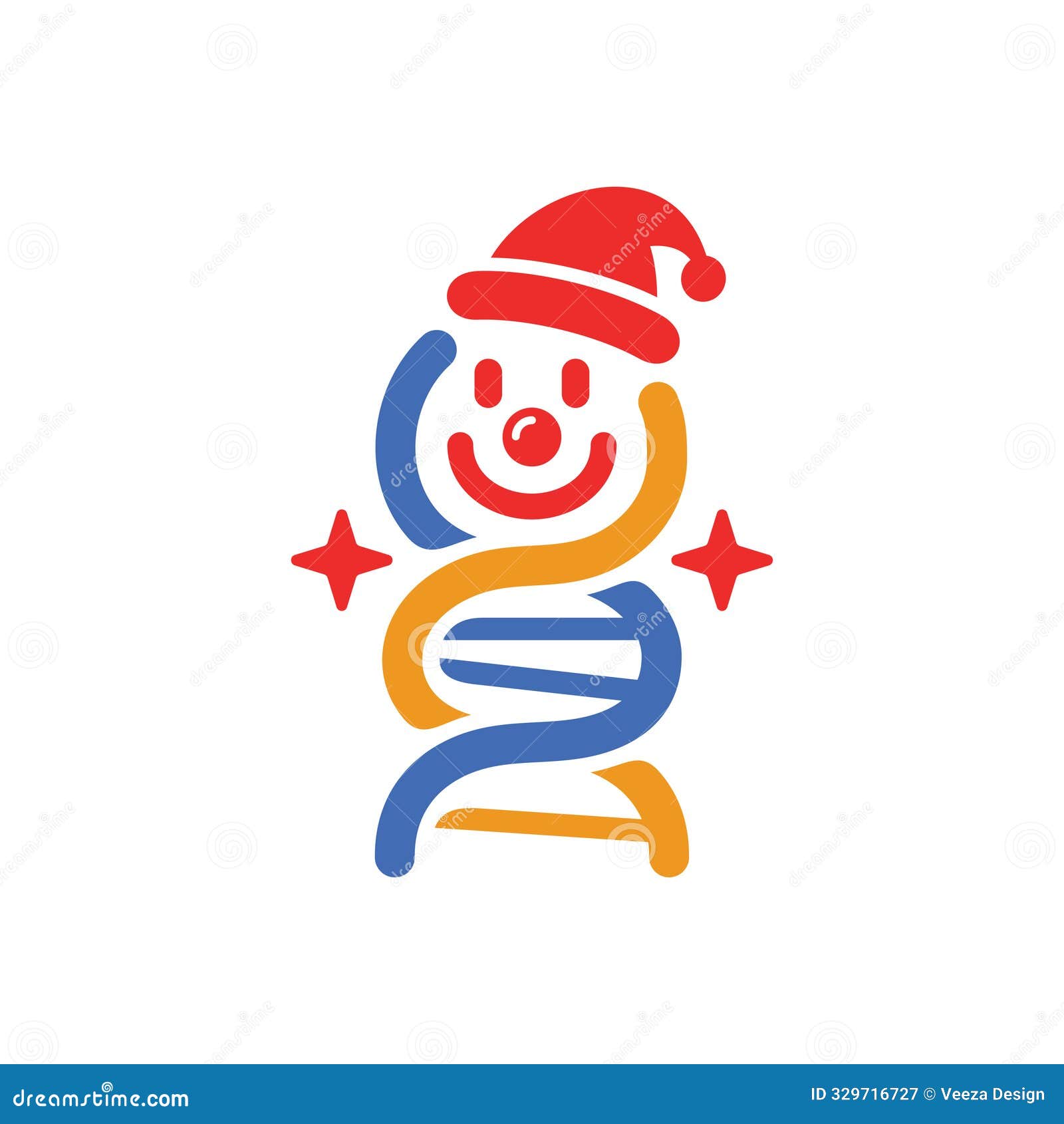 Clown Face and DNA Cool Modern Logo Cartoon Coloring Vector Vintage ...