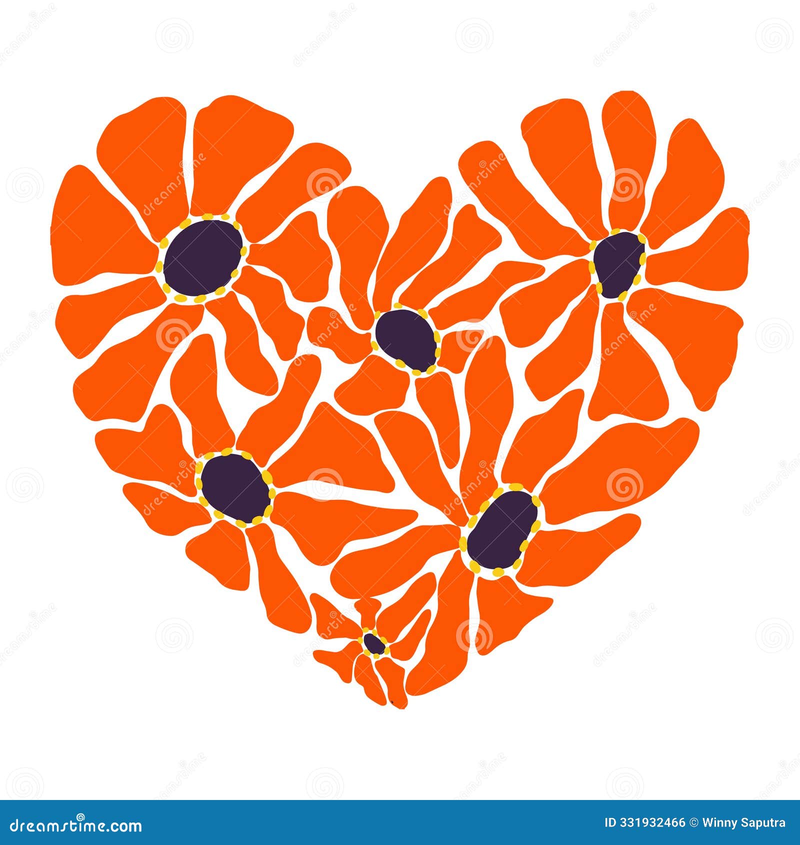 Groovy Heart Shape Floral Posters Modern Trendy Matisse Minimal Style ...