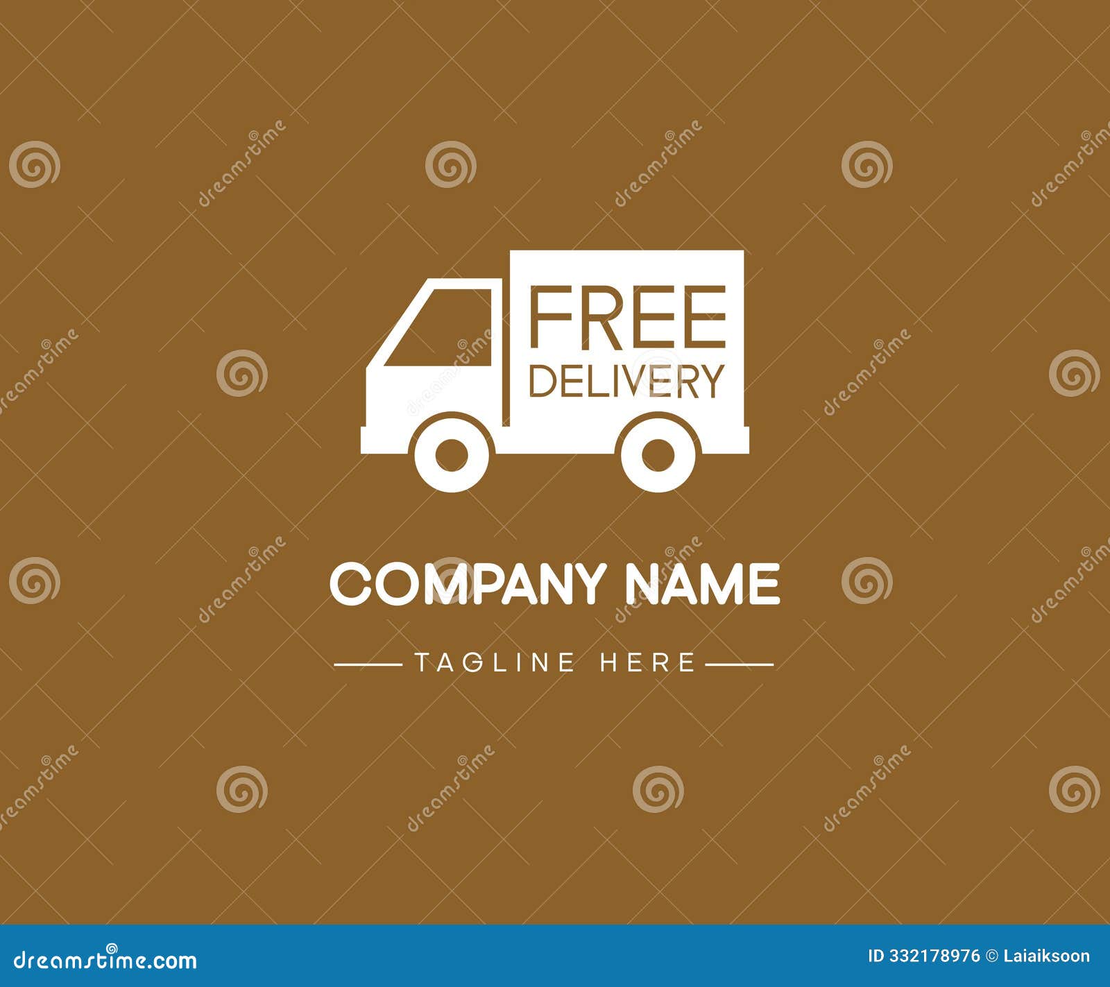 Free Shipping Delivery Truck Flat Icon or Logo Isolated on Brown ...