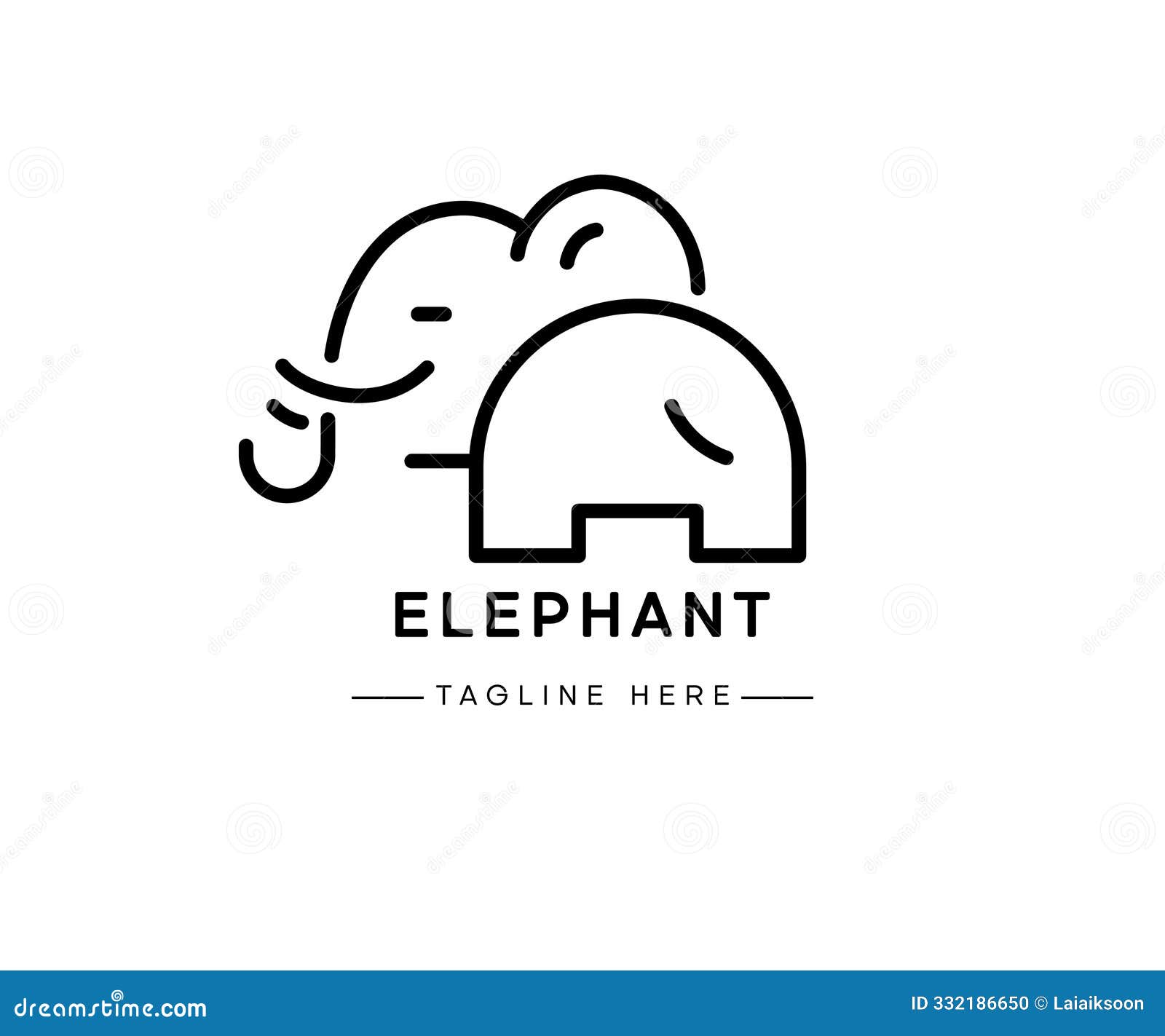 Simple and Minimal Elephant Line Art Logo Icon. Stock Illustration ...