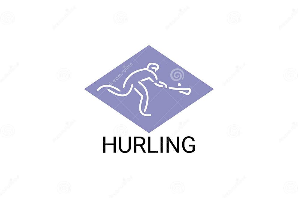 Mohurling Sport Vector Line Icon an Athlete Playing Hurling. Stock ...