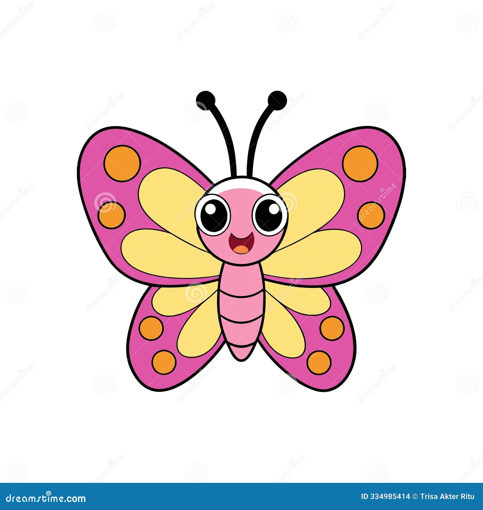 Cute Butterfly Cartoon Vector Art Illustrations. Stock Vector ...