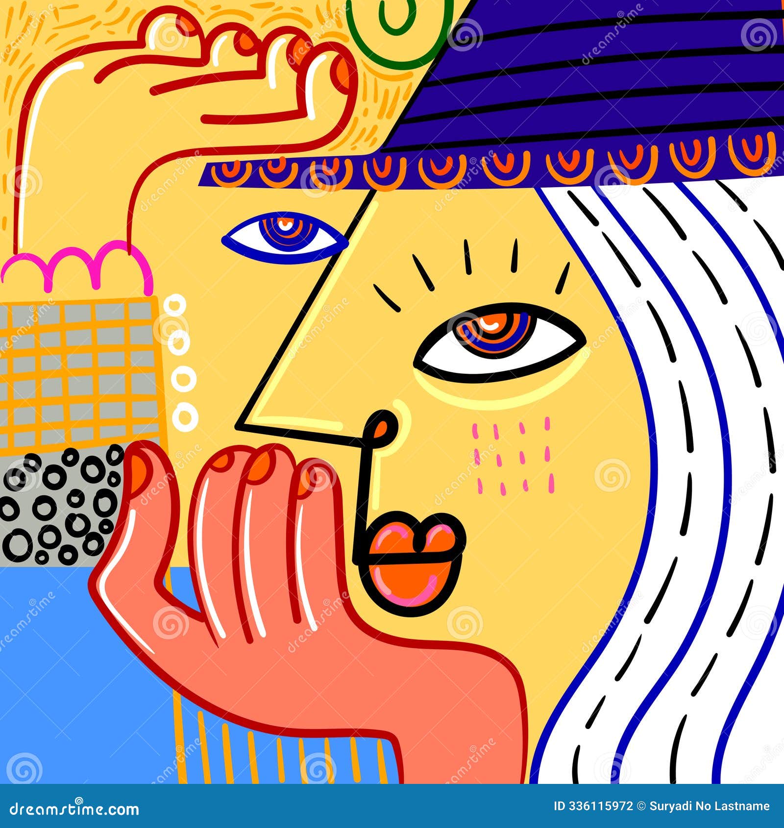 Abstract Face Geometric Shapes Pattern Doodle. Stock Vector ...