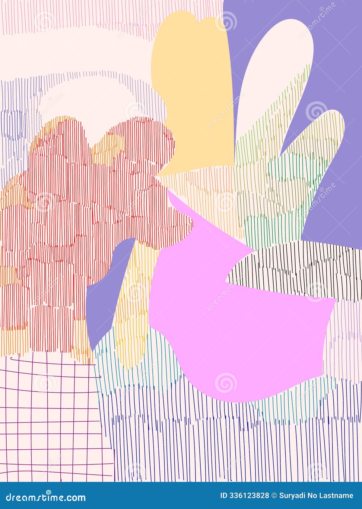 Abstract Textured Flowers Leaves Plants Hand Drawing Line Art Pattern ...