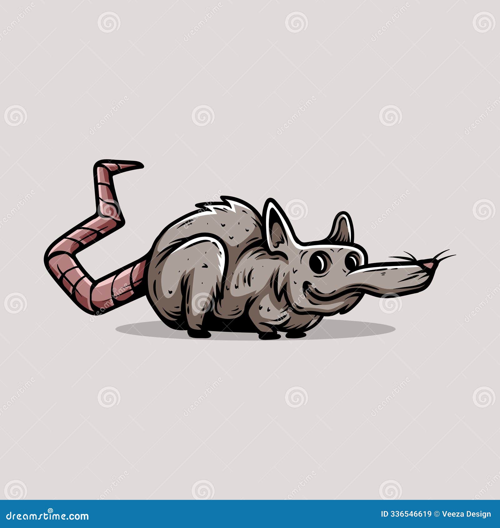 Vintage Style Colored Hand Draw of Rat Cartoon Smilling Isolated Design ...